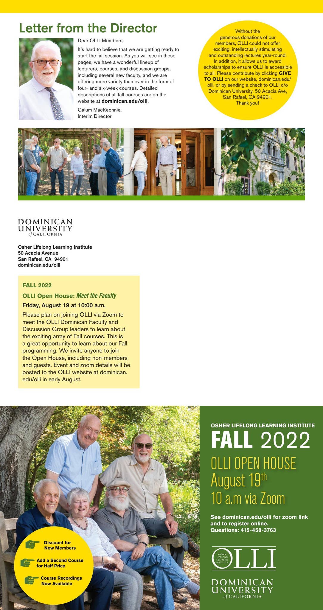 OLLI Fall 2022 Course Brochure by Dominican University of California ...