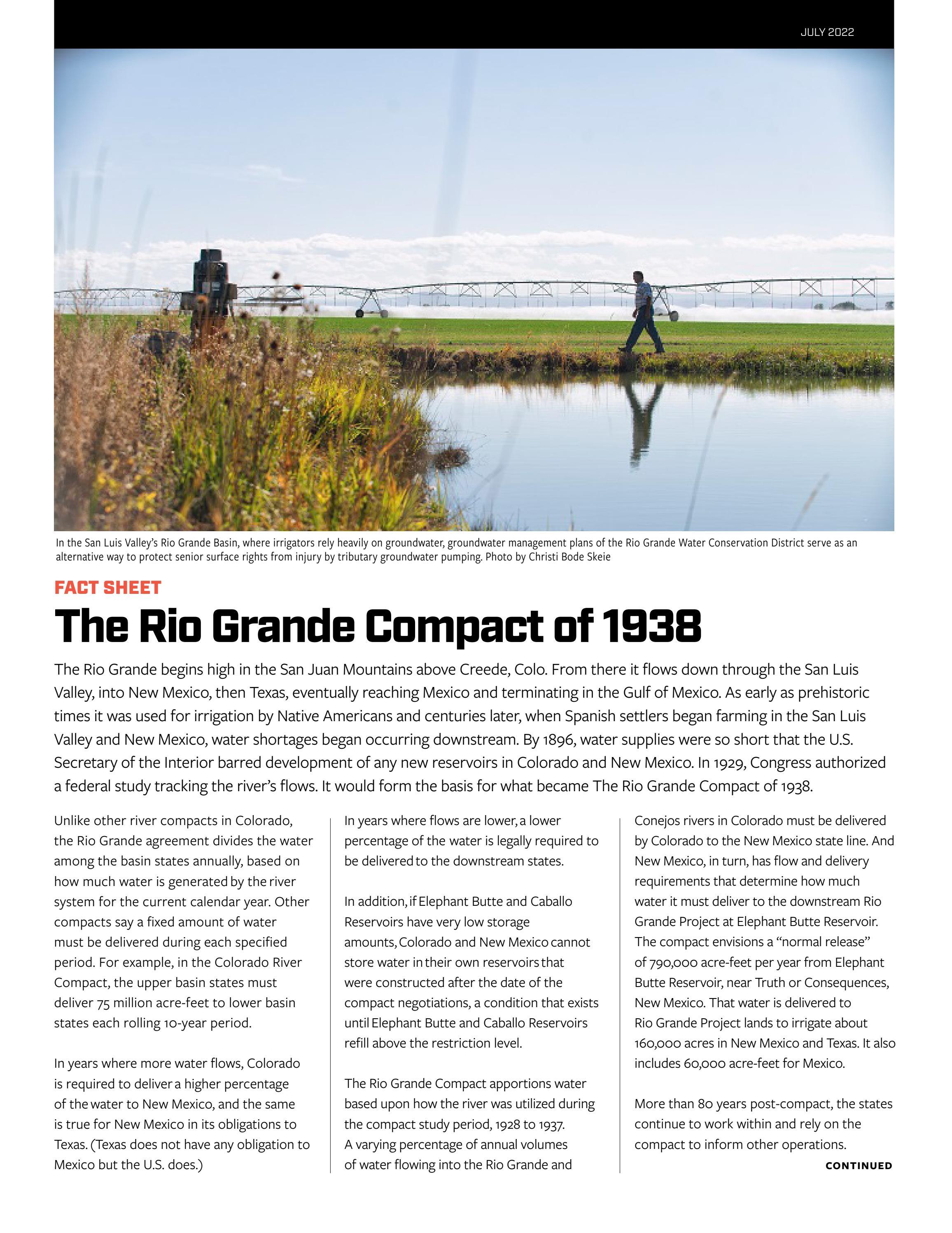 Fact Sheet: The Rio Grande Compact of 1938 by Water Education Colorado ...
