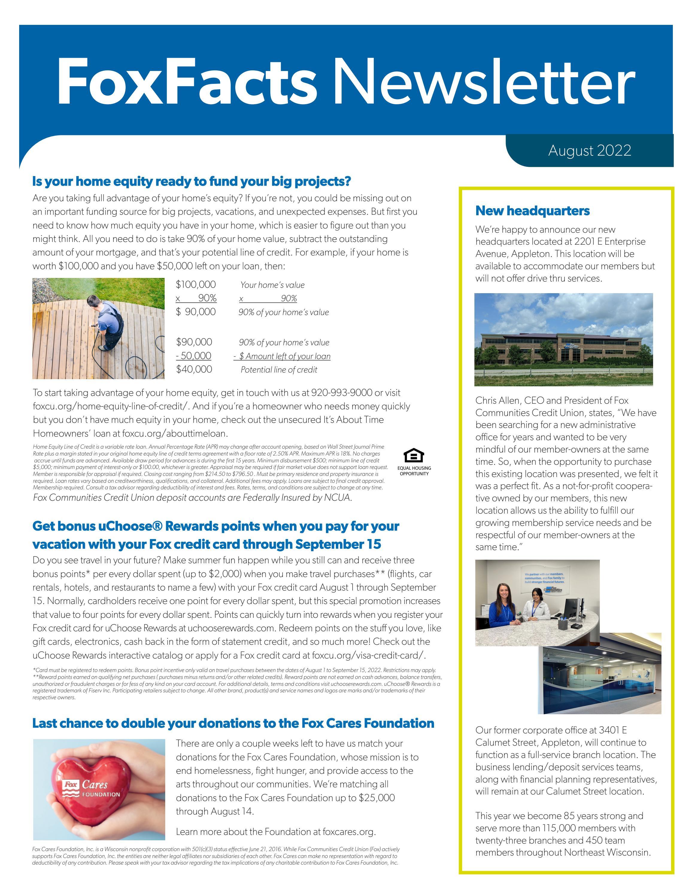 Fox Facts Newsletter - August 2022 by Fox Communities Credit Union - Issuu