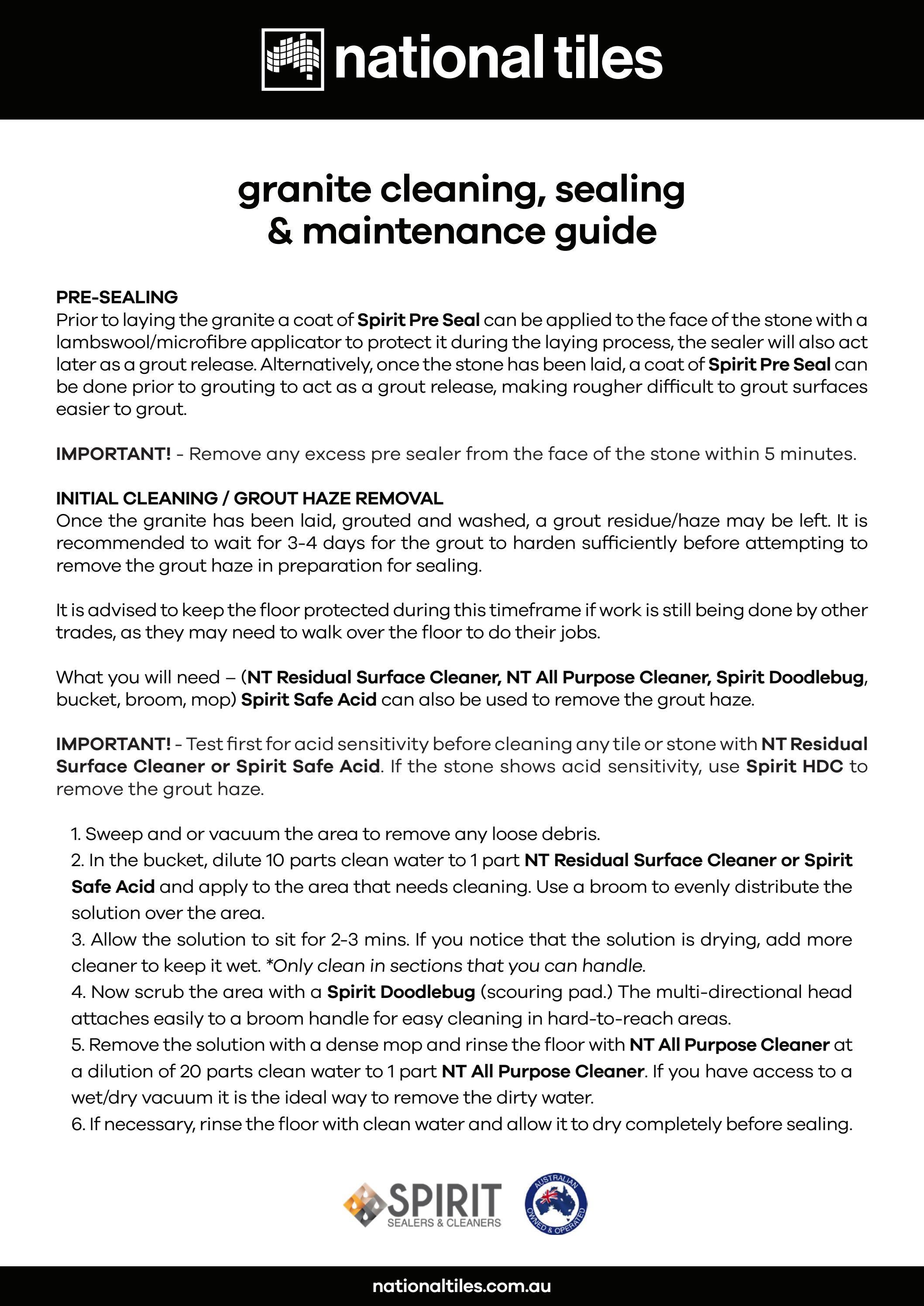 Granite Sealing, Cleaning & Maintenance Guide by nationaltiles - Issuu