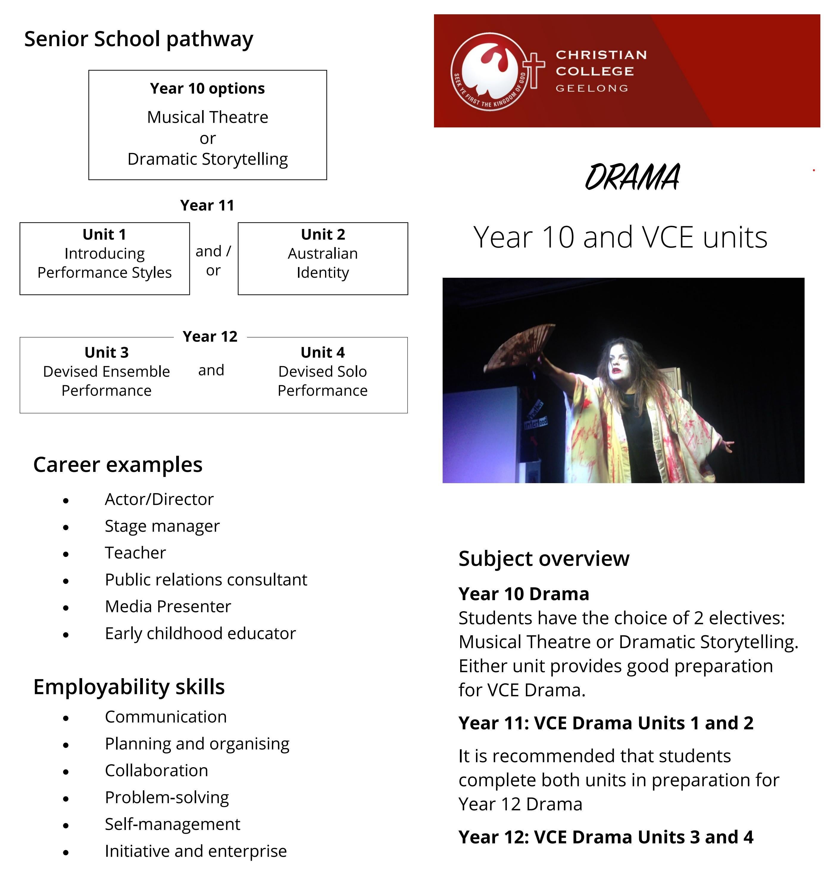 Drama -Year 10 and VCE Units by Christian College Geelong - Issuu