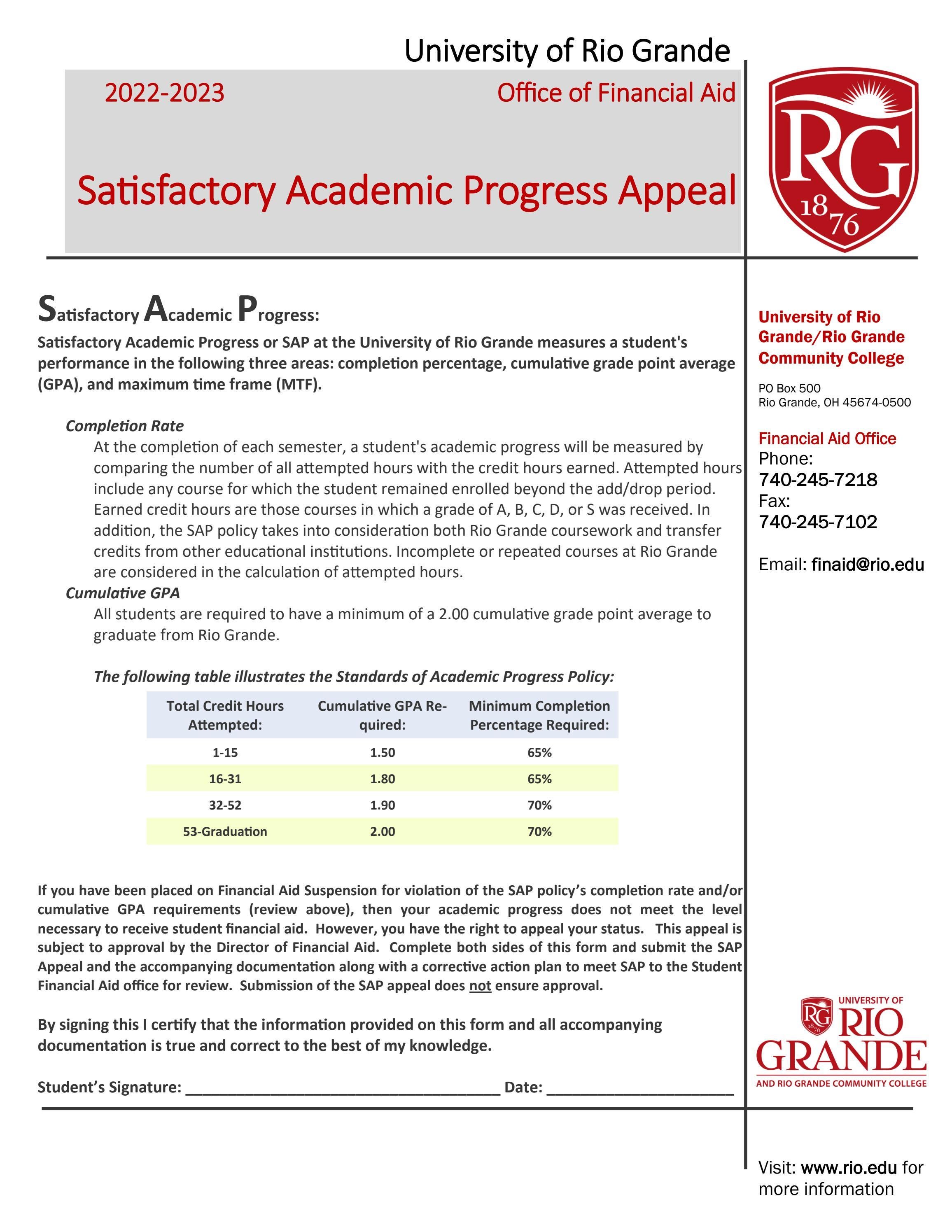 Satisfactory Academic Progress Appeal form by uriogrande - Issuu