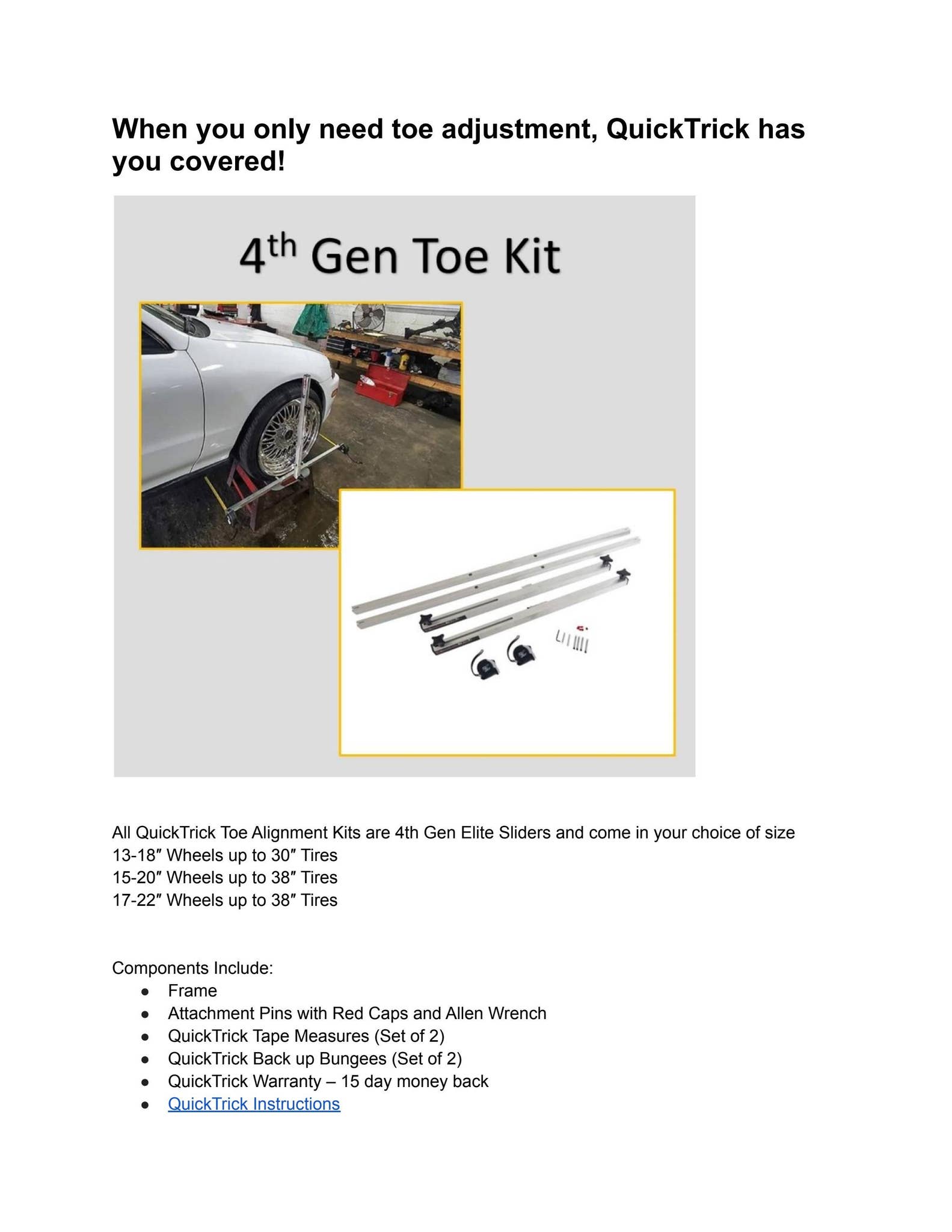 When you only need toe adjustment, QuickTrick has you covered! by ...