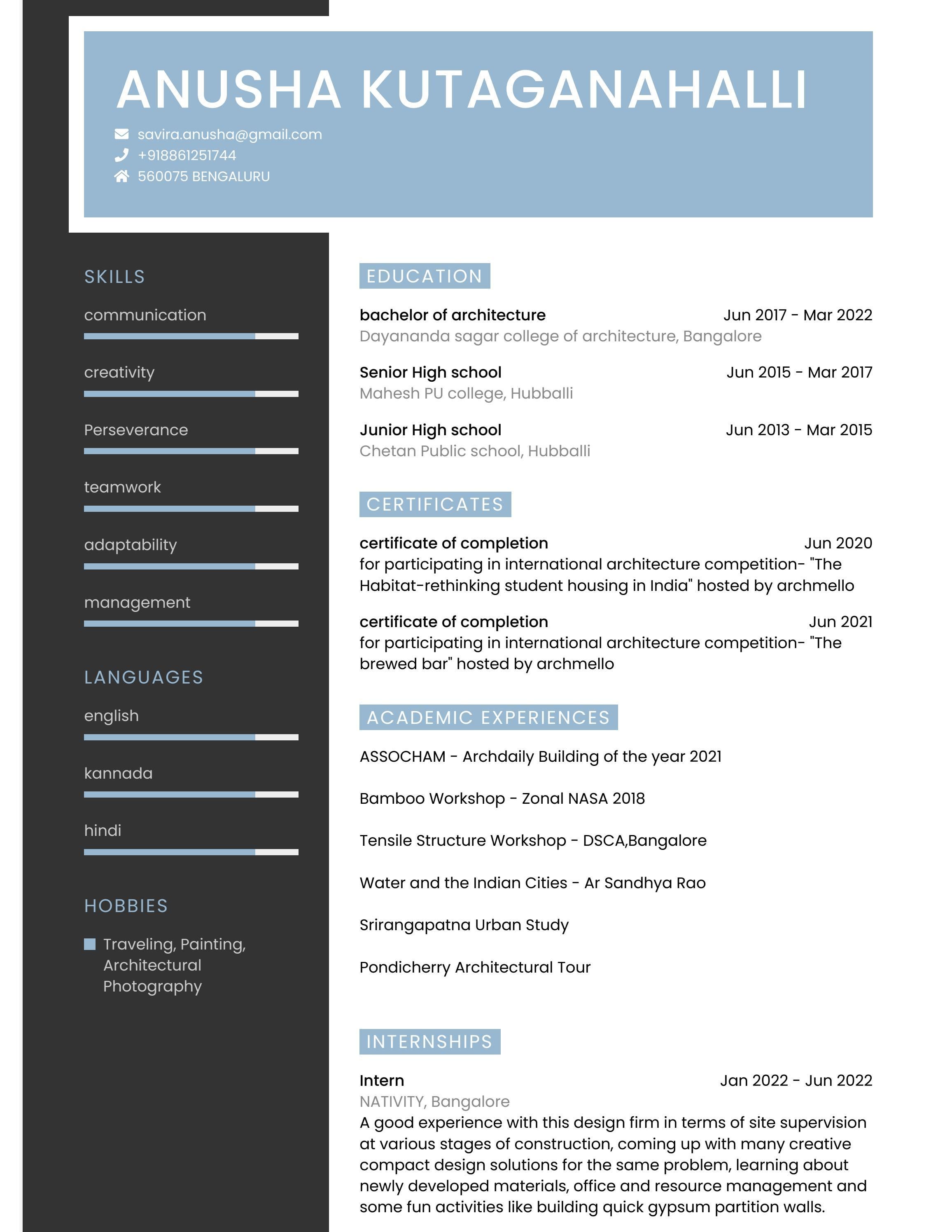 My RESUME by ANUSHA KUTAGANAHALLI - Issuu