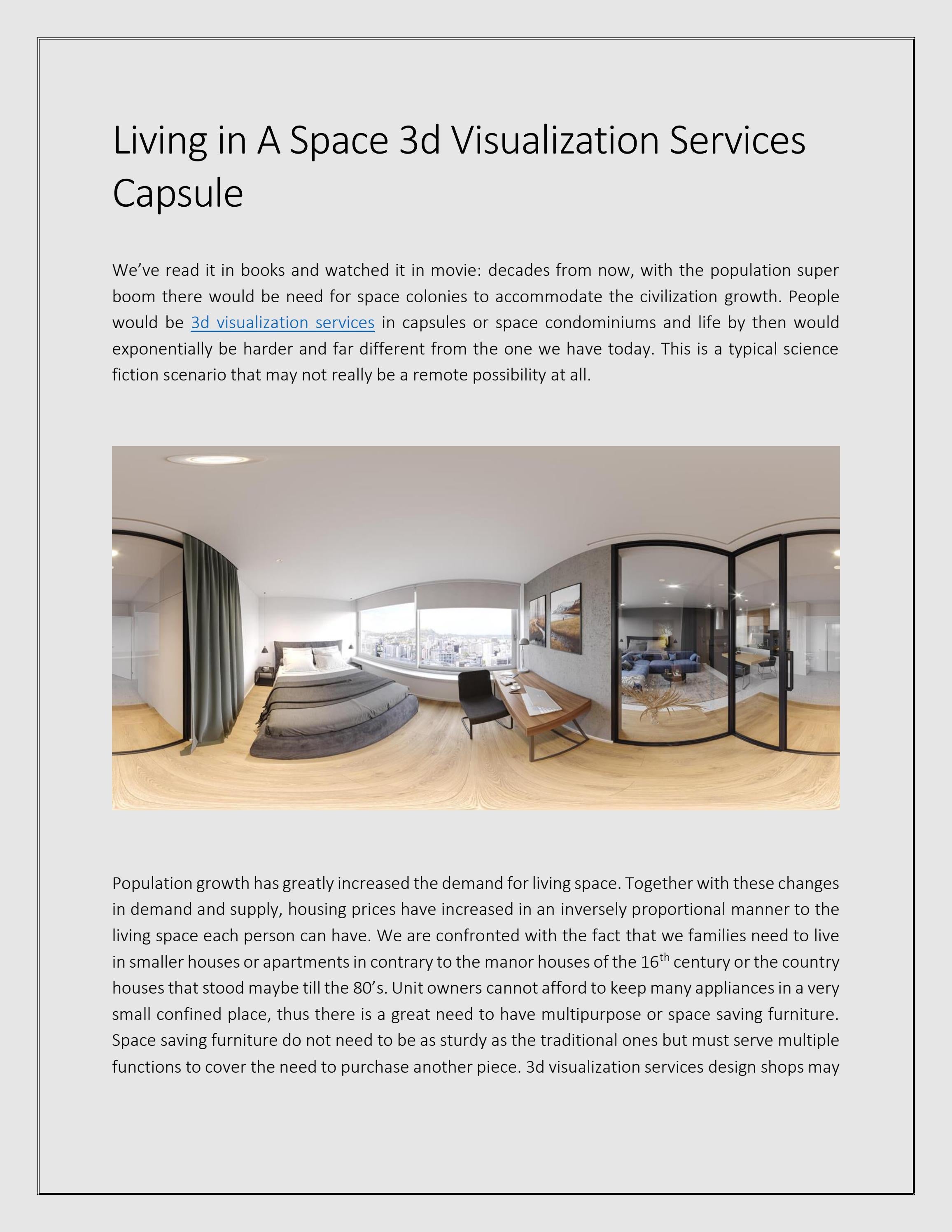 Living in A Space 3d Visualization Services Capsule by ...