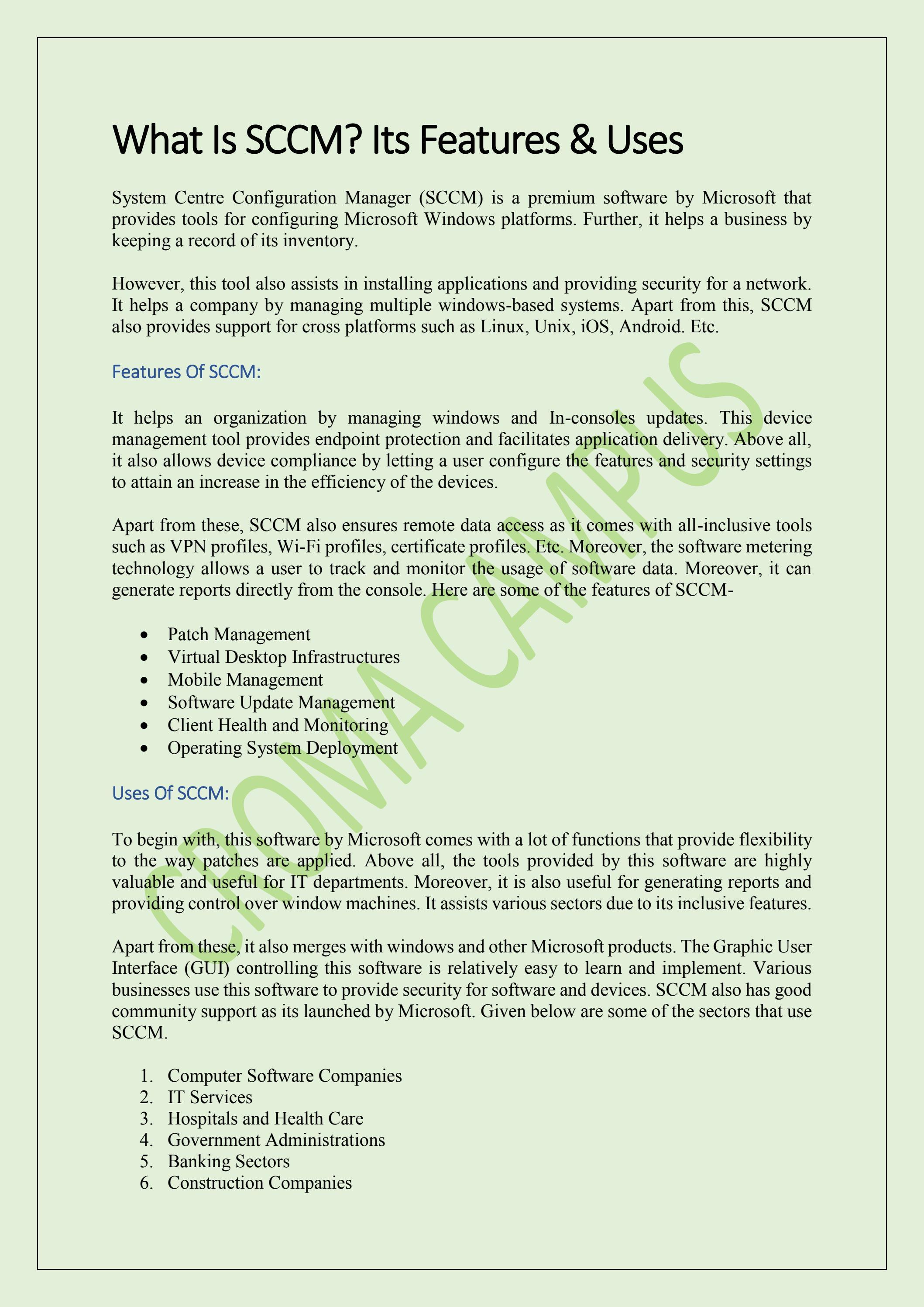 What Is SCCM? Its Features & Uses by cromacampuseducation - Issuu