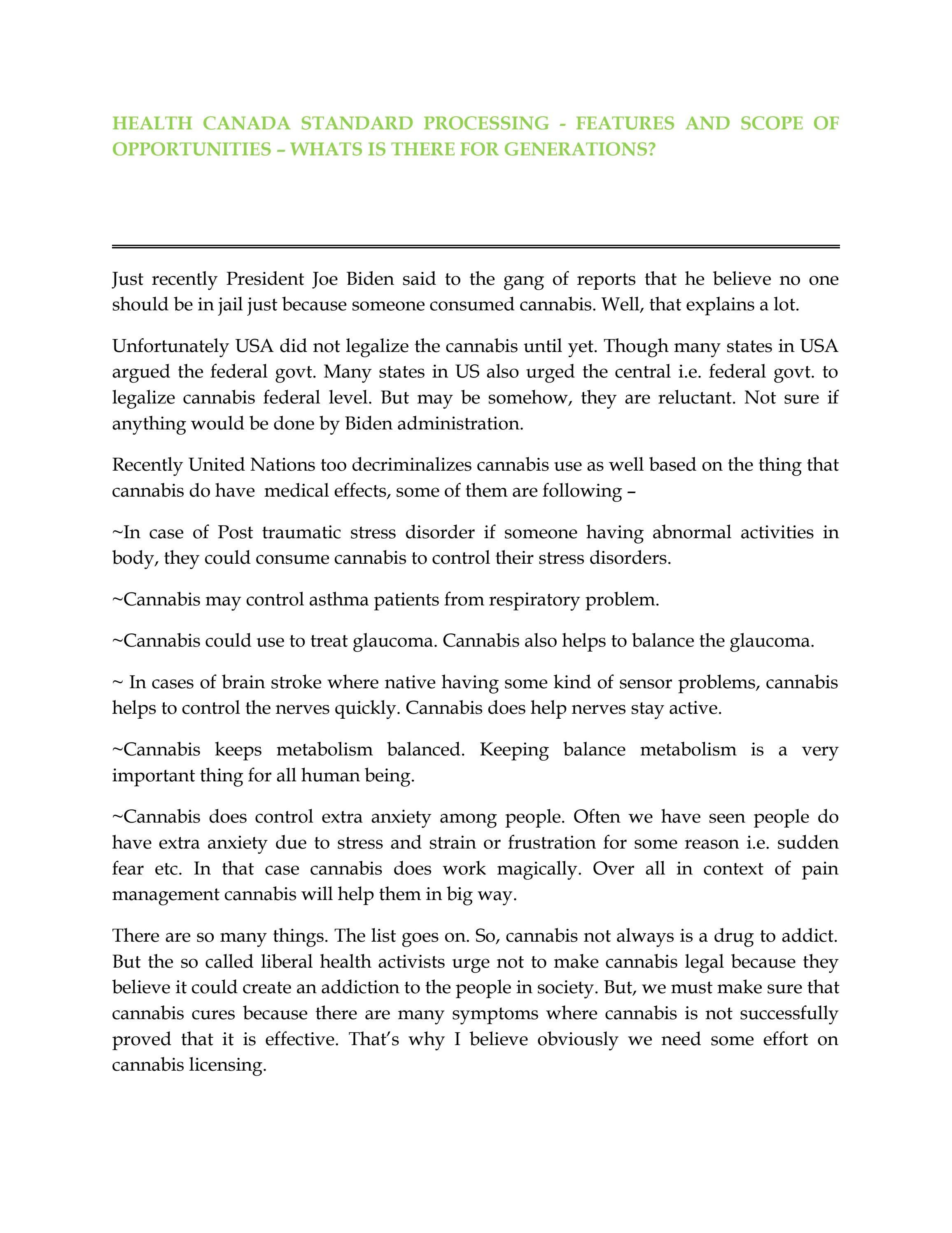 HEALTH CANADA STANDARD PROCESSING FEATURES AND SCOPE OF OPPORTUNITIES health-canada-standard-processing-features-and-scope-of-opportunities