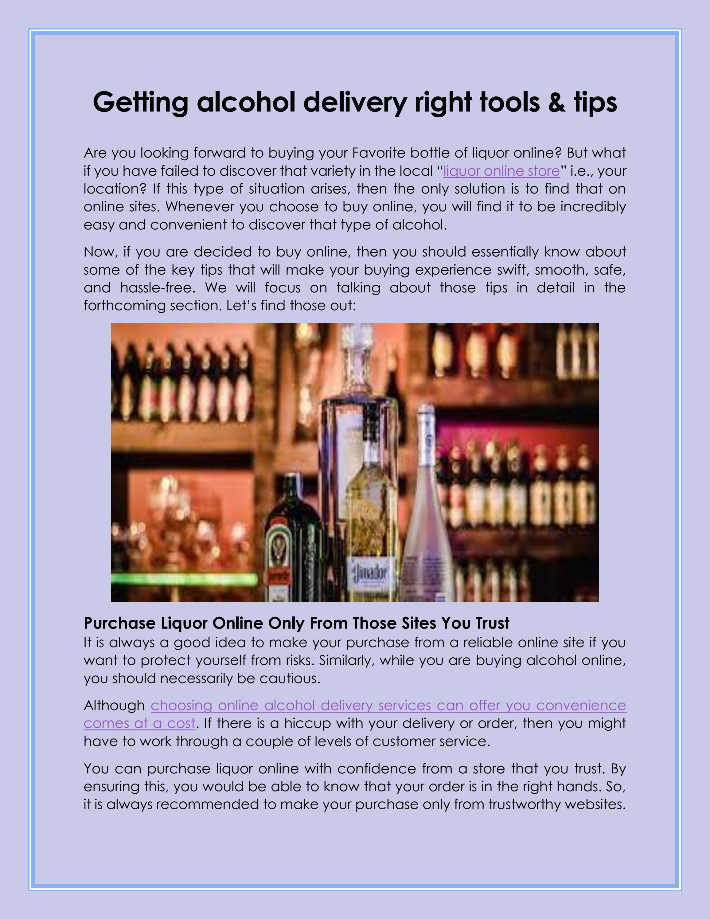 Getting alcohol delivery right tools & tips by ShopSK - Issuu