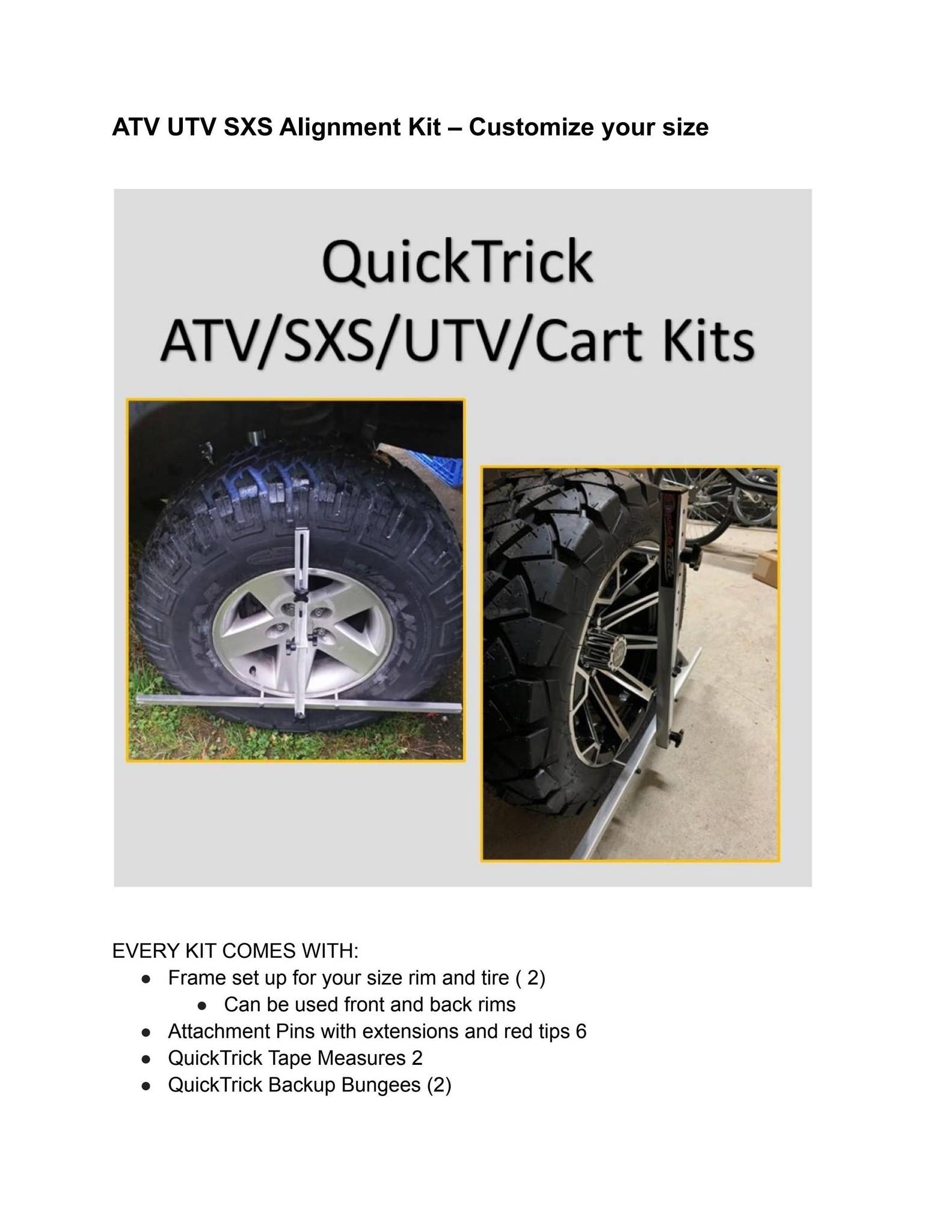 ATV UTV SXS Alignment Kit – Customize your size by itsstassyhiller - Issuu