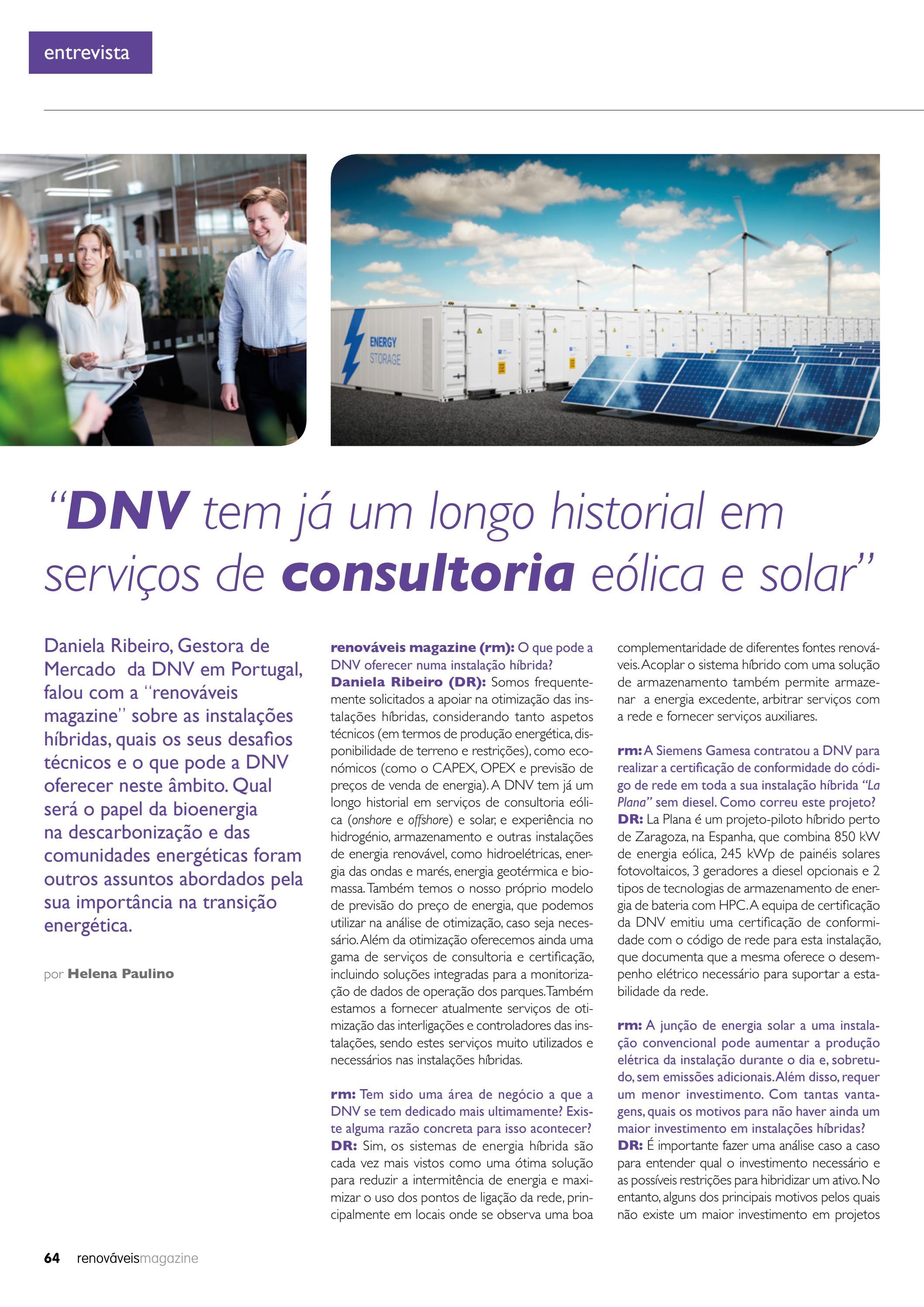 Daniela Ribeiro, DNV: “DNV tem já um longo historial em serviços de ...