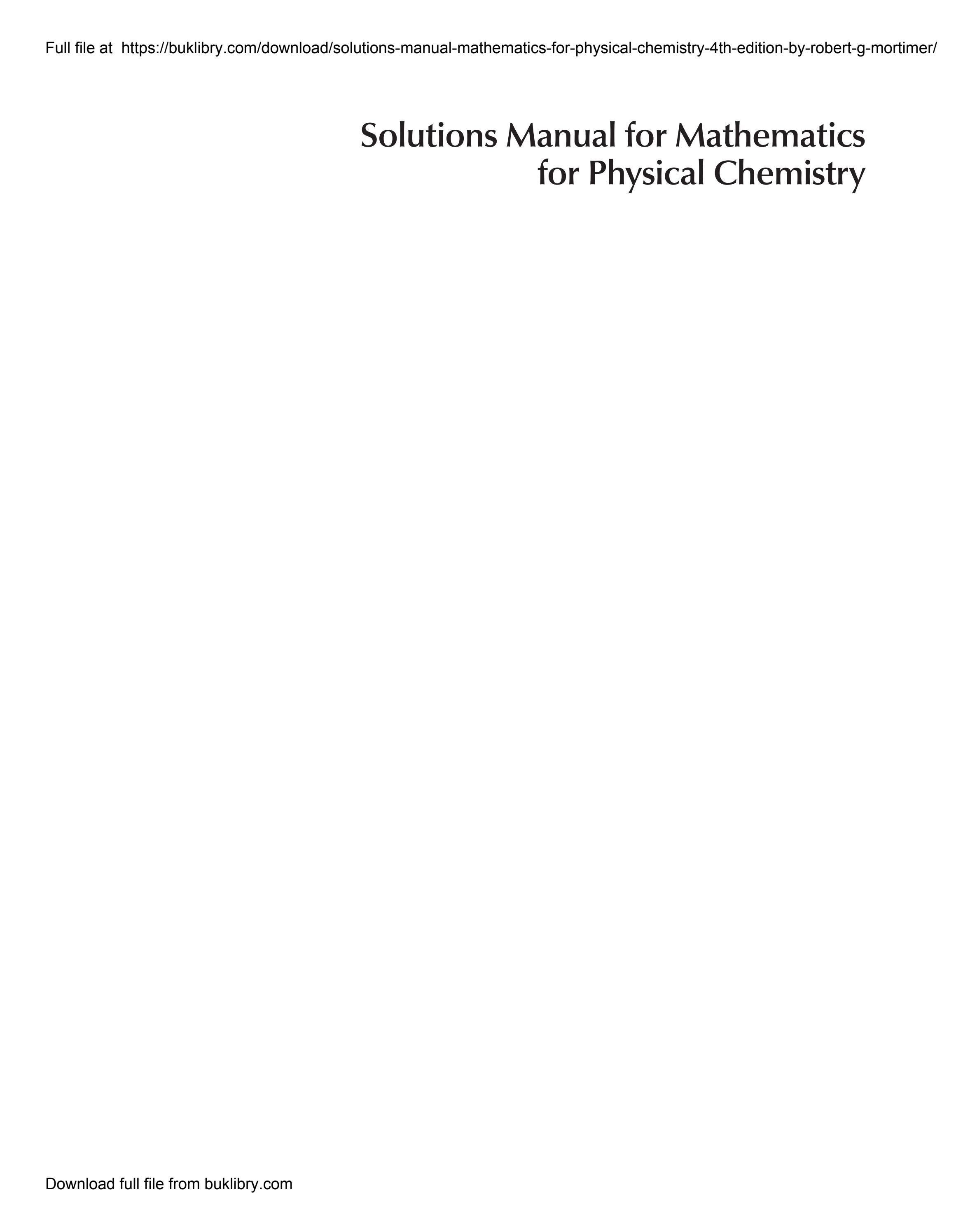 Solutions Manual Mathematics for Physical Chemistry 4th edition by ...