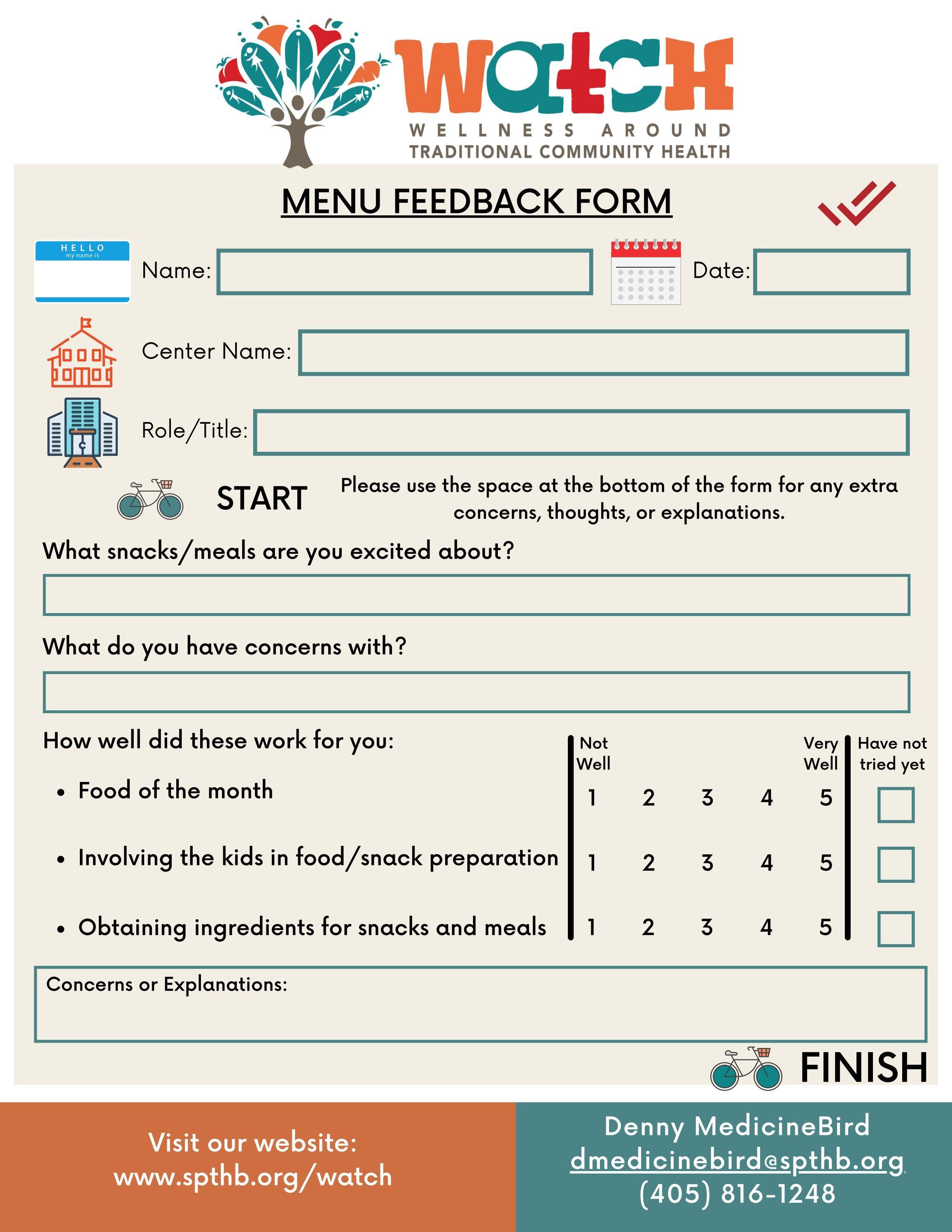Menu Feedback Form by Southern Plains Tribal Health Board - Issuu