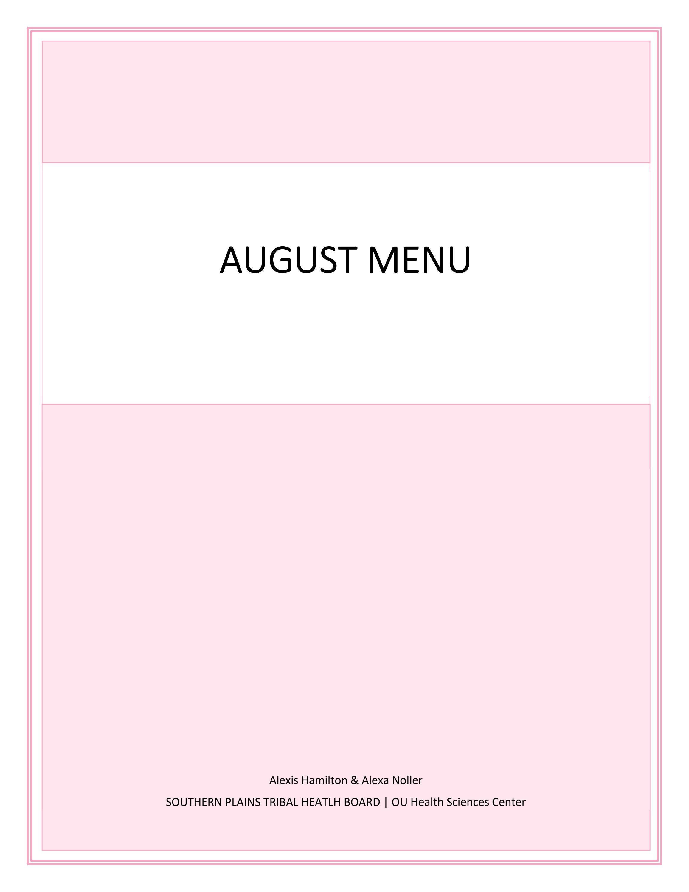 August Menu Guide by Southern Plains Tribal Health Board - Issuu
