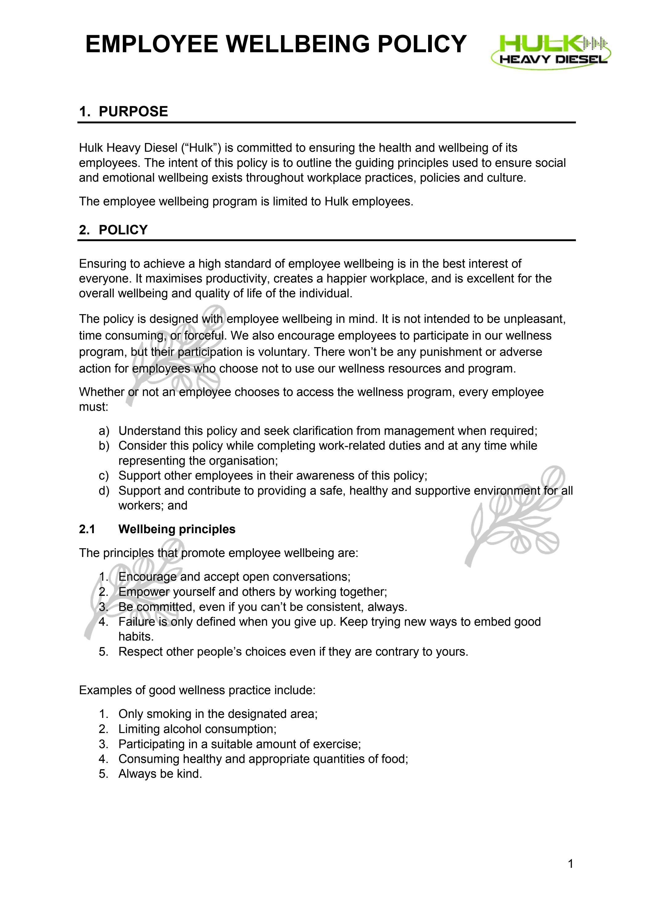 Employee Wellbeing Policy by hulkhd - Issuu