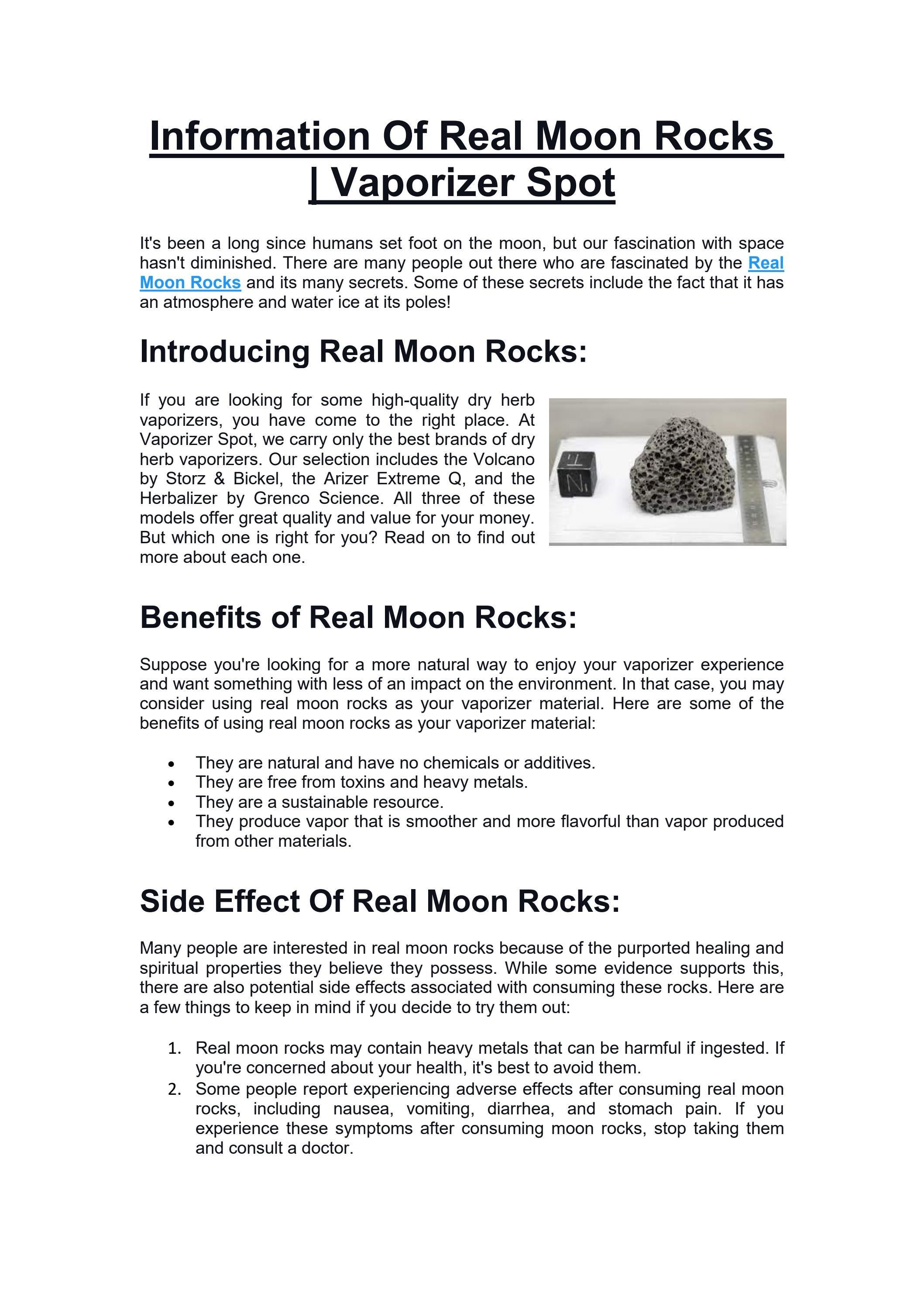 Information Of Real Moon Rocks | Vaporizer Spot by Vactar Rada - Issuu
