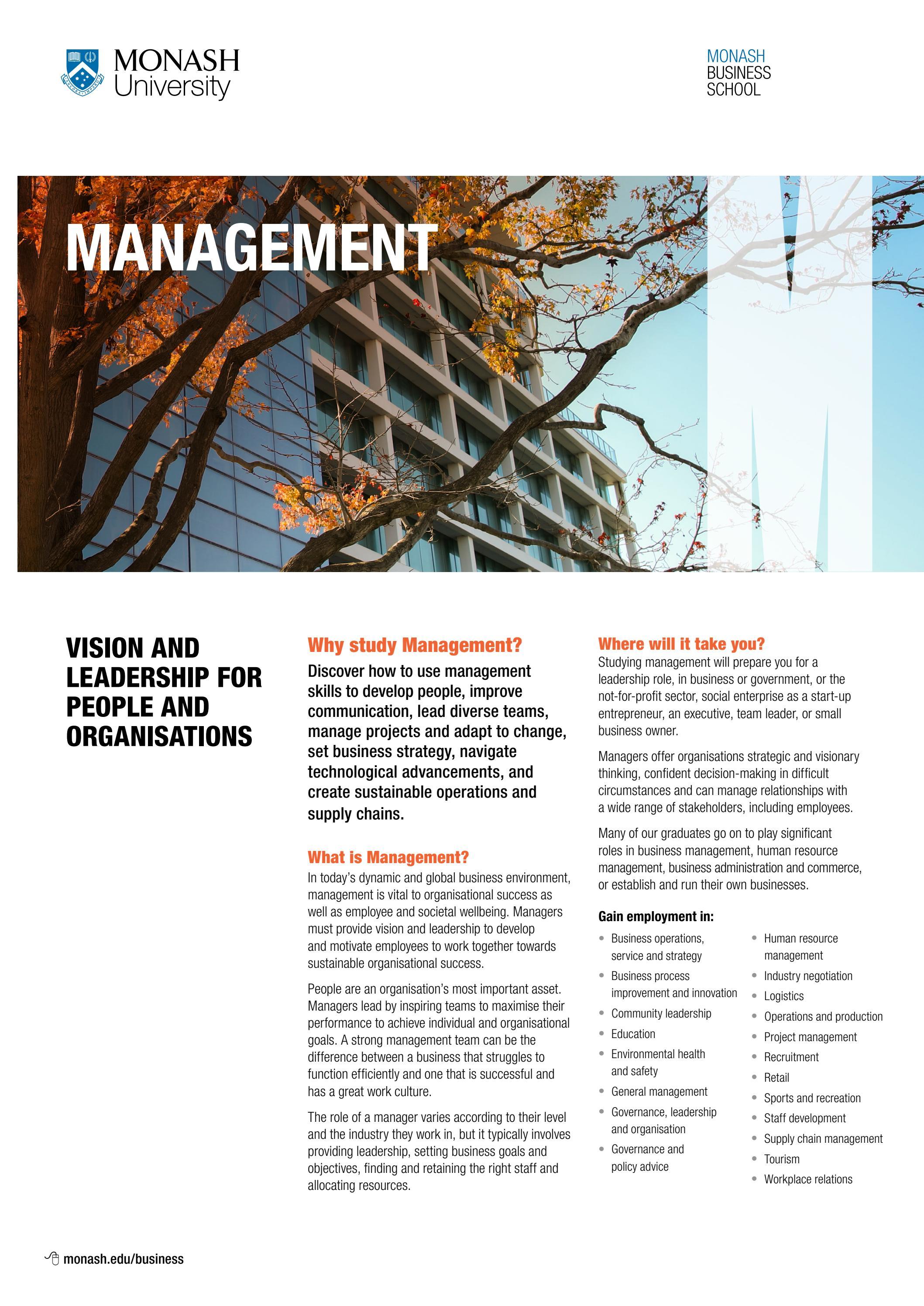 Management Study Area Flyer 22 by Monash Business School - Monash ...