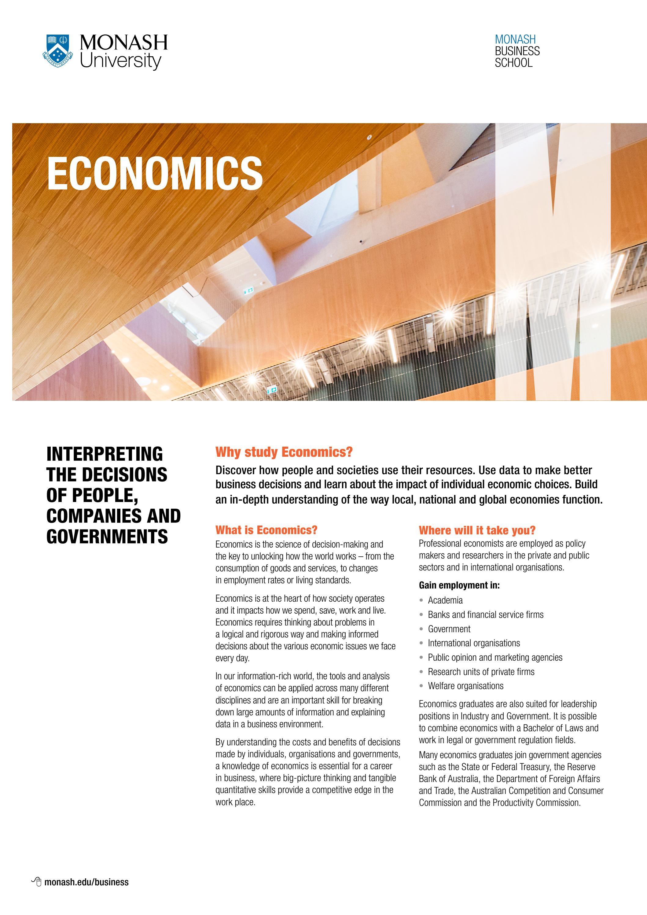 Economics Study Area Flyer 22 by Monash Business School - Monash ...