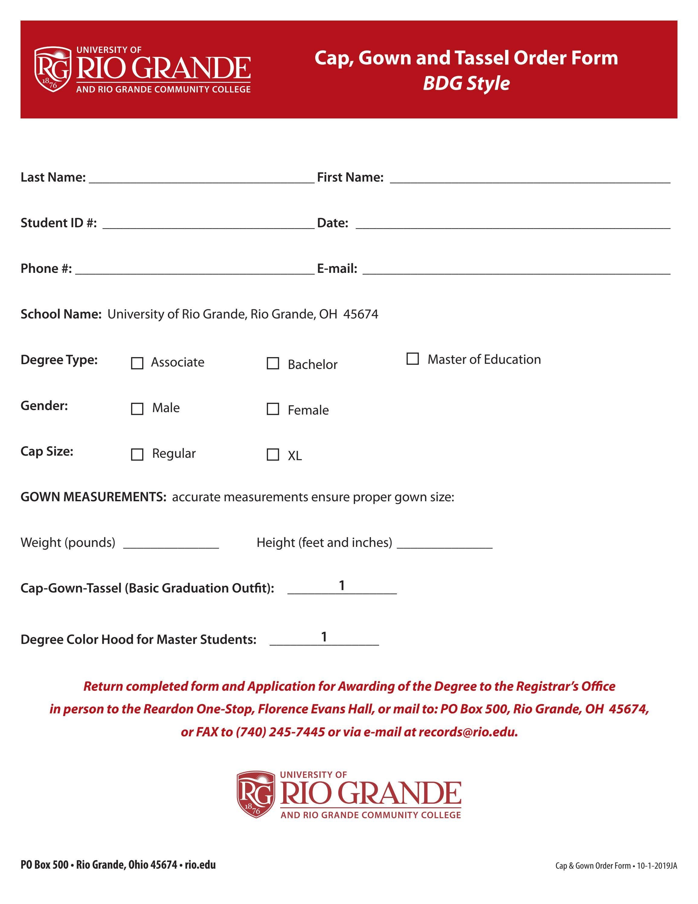 Cap, Gown and Tassel Order form by uriogrande - Issuu