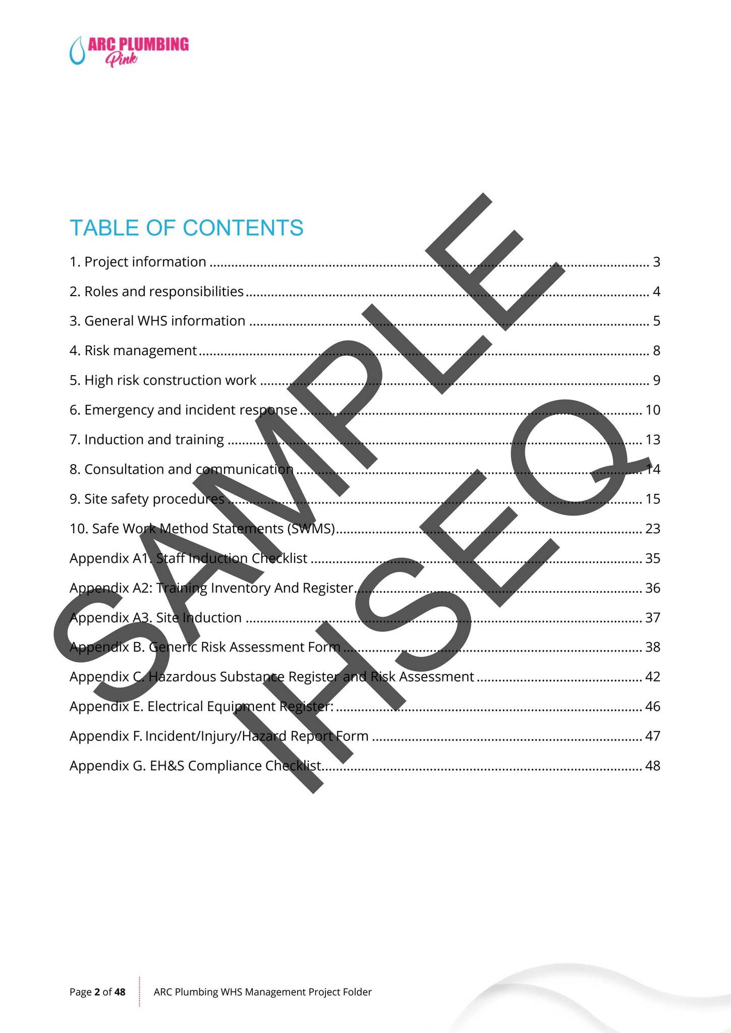 WHS Management Project Folder - Sample File by ihseq - Issuu