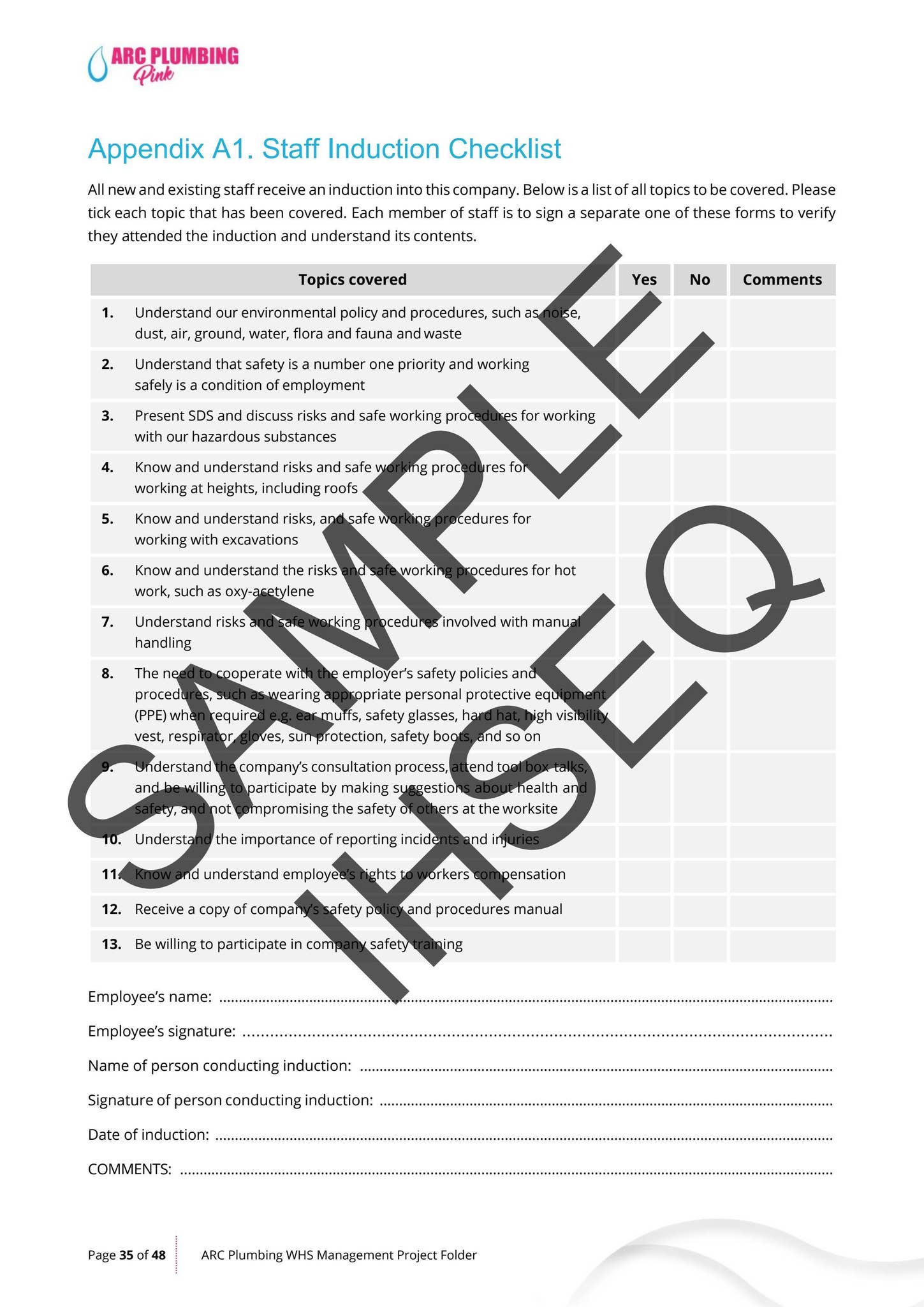 WHS Management Project Folder - Sample File by ihseq - Issuu