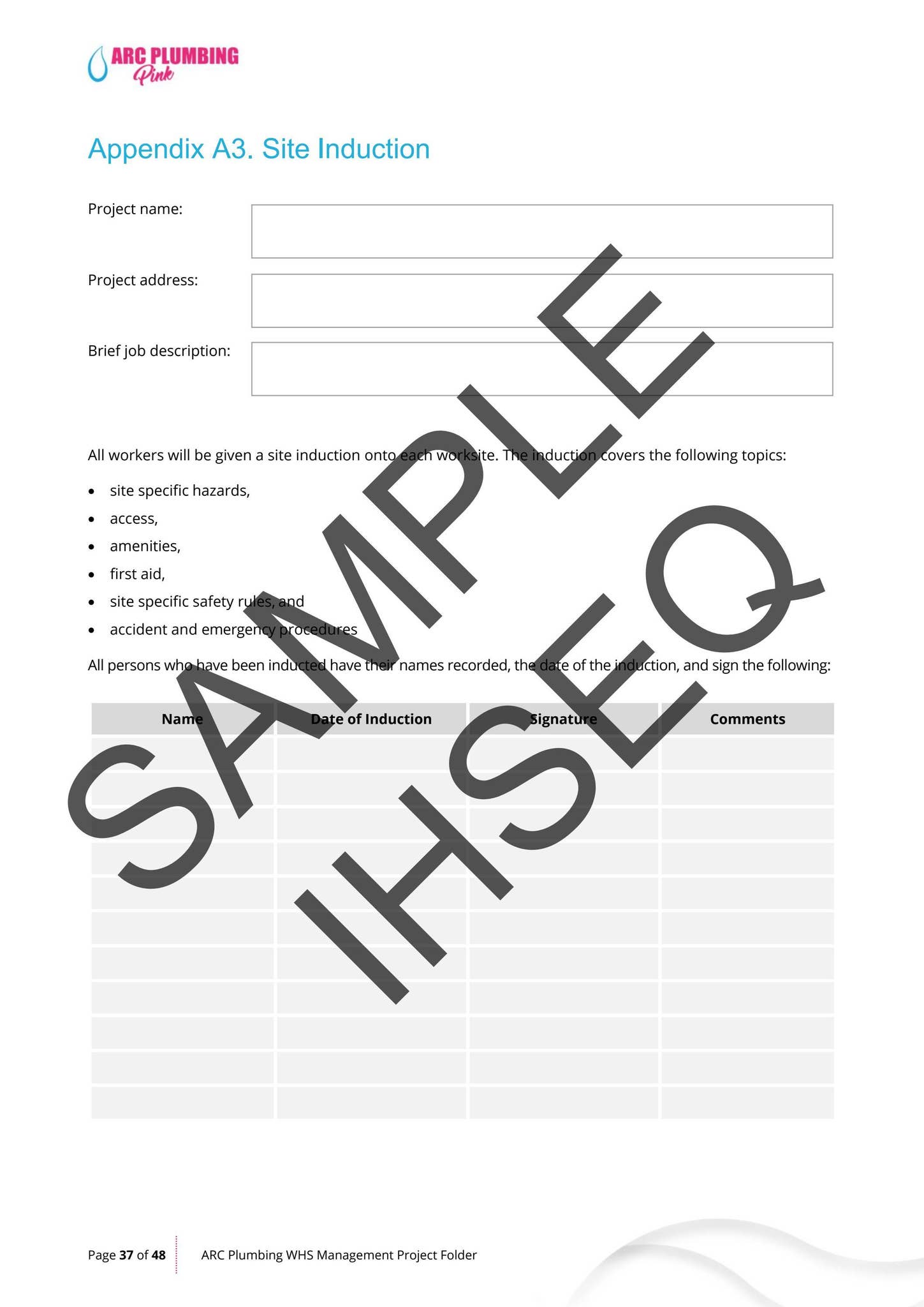 WHS Management Project Folder - Sample File by ihseq - Issuu