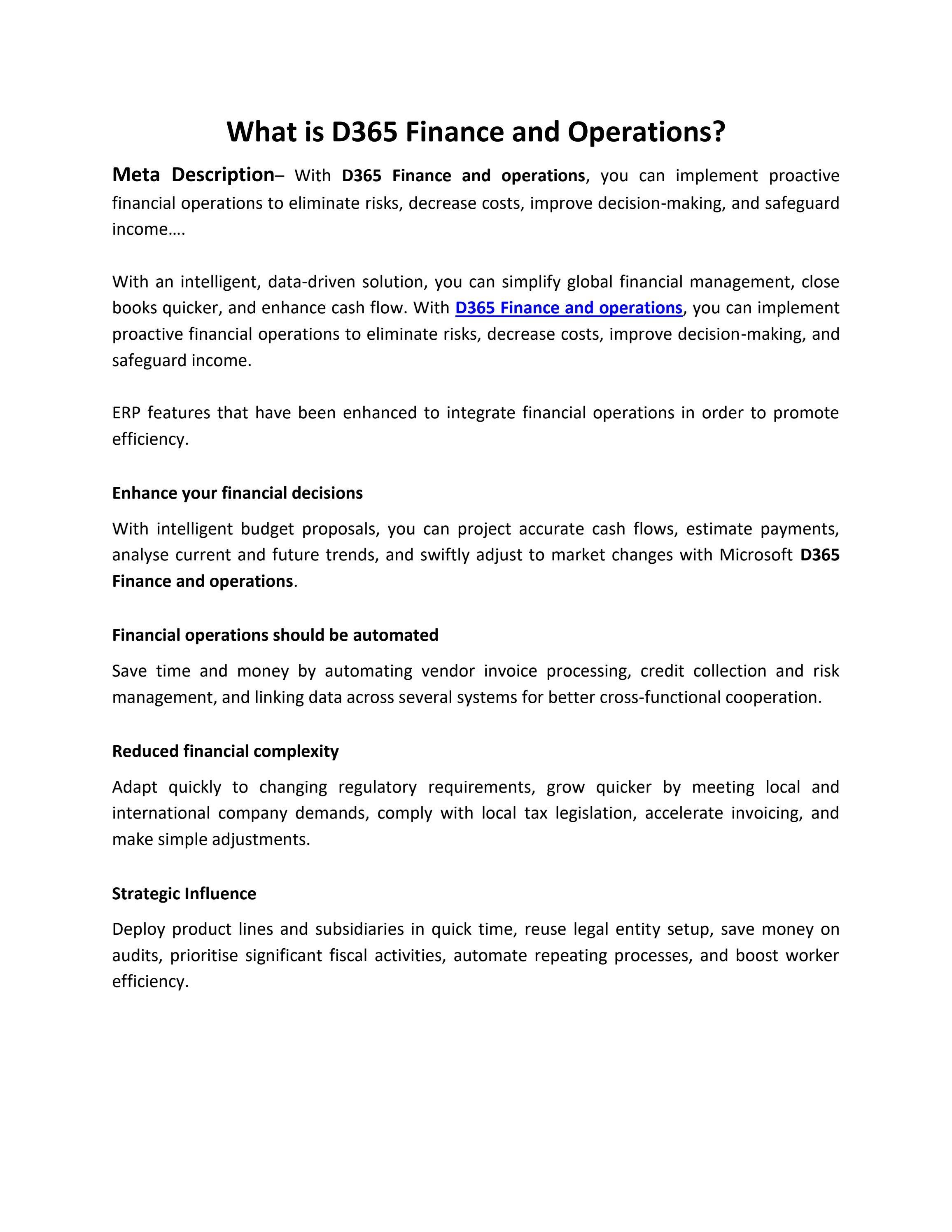 What is D365 Finance and Operations by SophiaLeeuae - Issuu