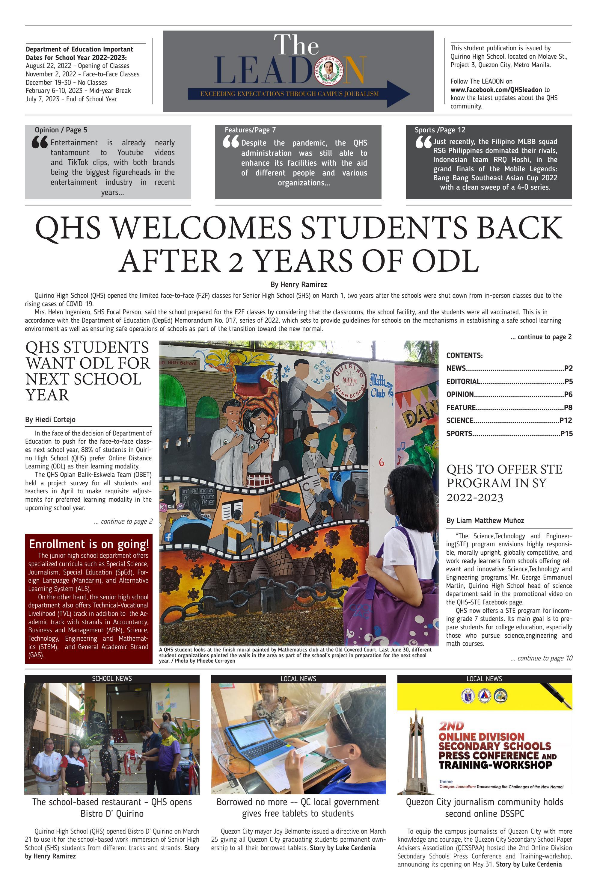 QHS The Leadon Digital Issue 2021-2022 by The Leadon - Issuu