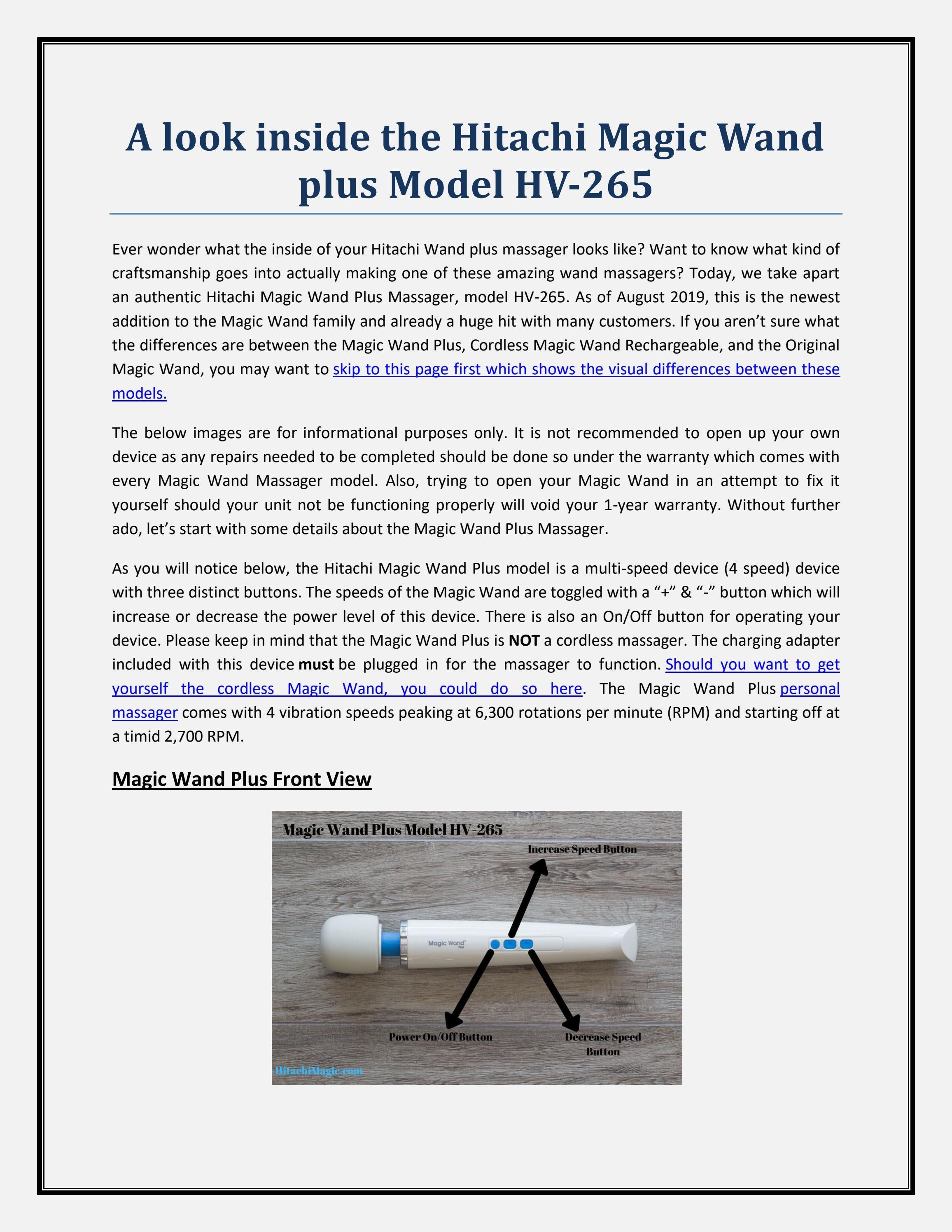 A look inside the Hitachi Magic Wand Plus Model HV-265 by Hitachi Magic ...