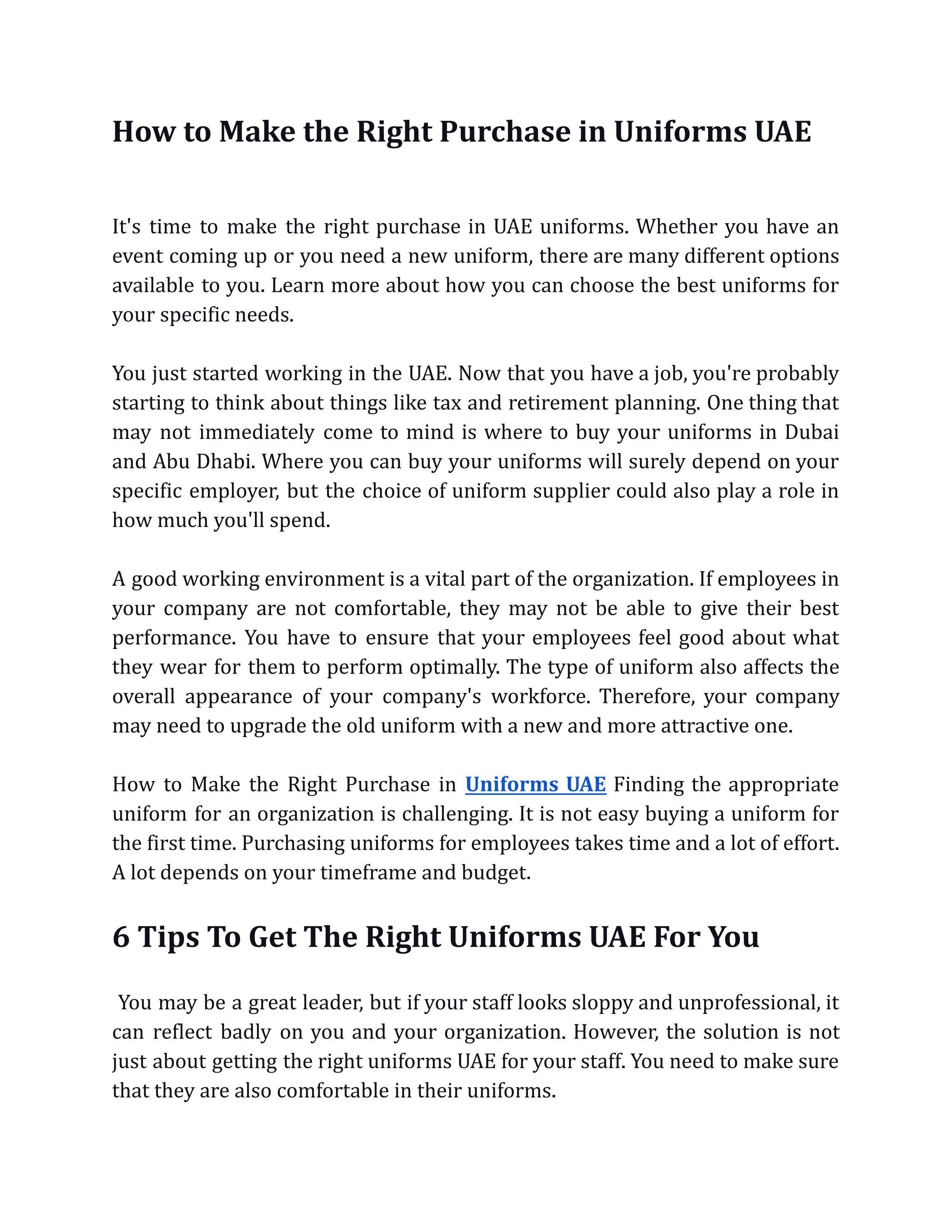 How to Make the Right Purchase in Uniforms UAE by Apparel Point - Issuu