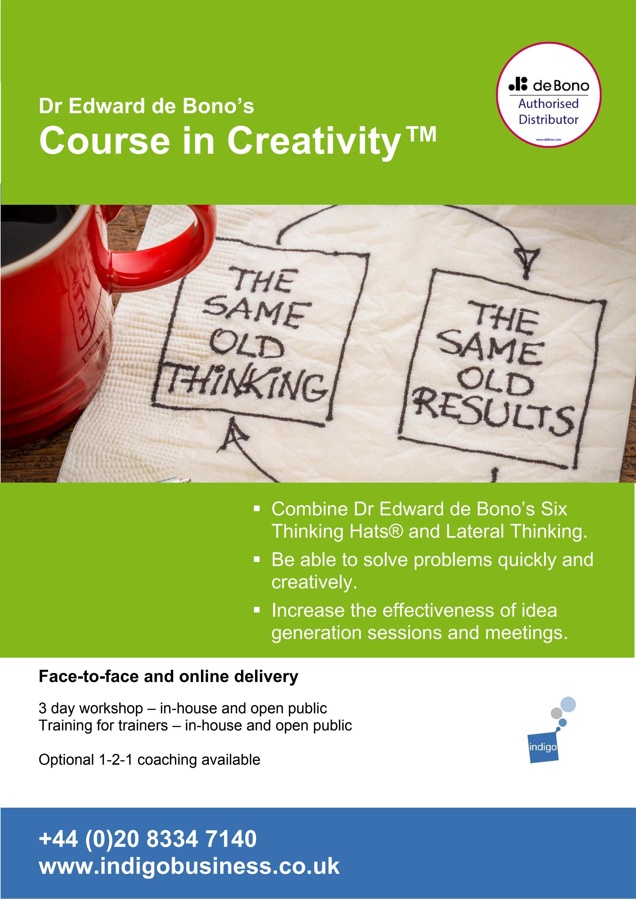 Edward de Bono's Course in Creativity™ workshop brochure by Indigo ...