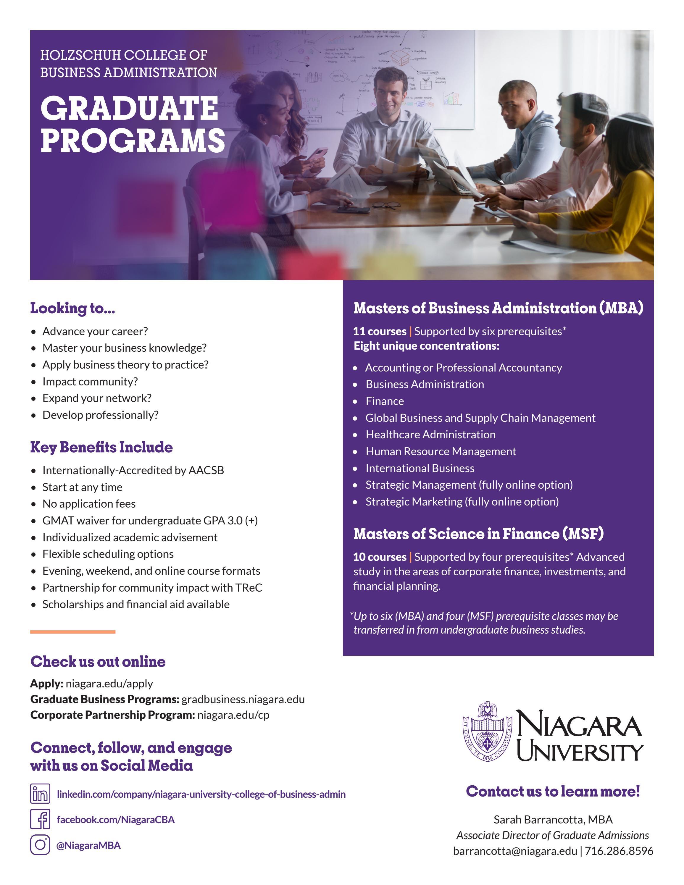 Business Graduate Programs Flyer by Niagara University - Issuu