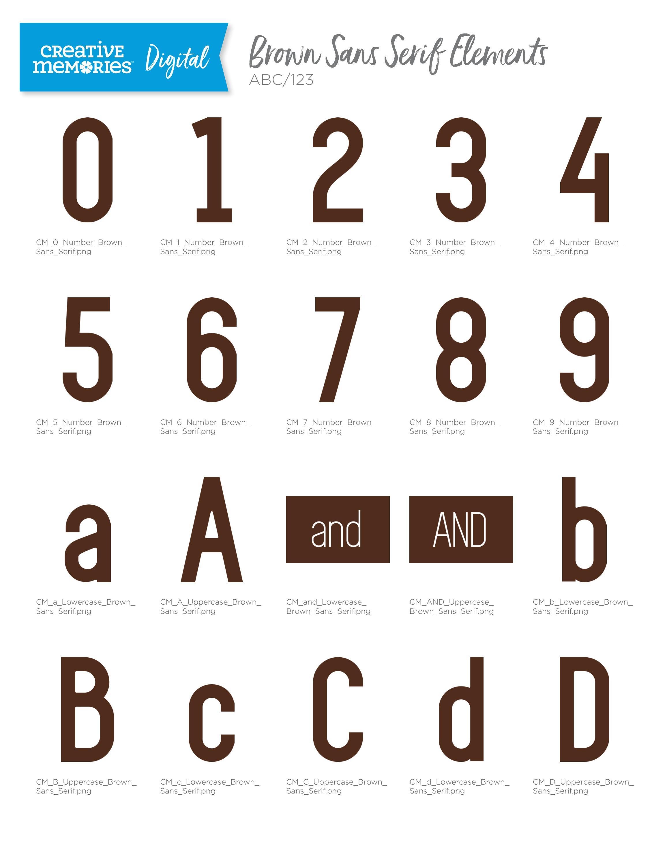Brown Sans Serif ABC/123 Digital Artwork Kit Preview by Creative ...