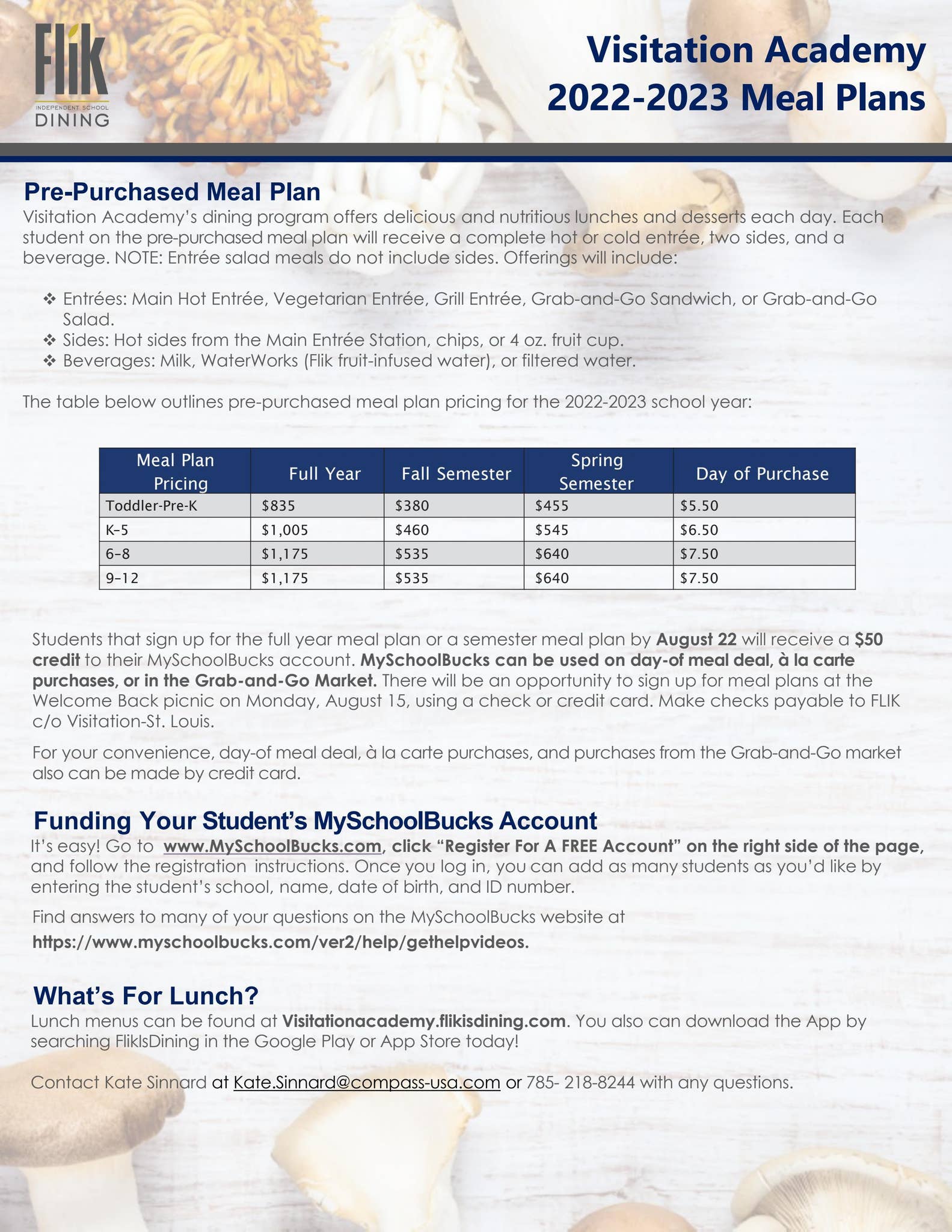 Flik Meal Plans by Visitation Academy - Issuu