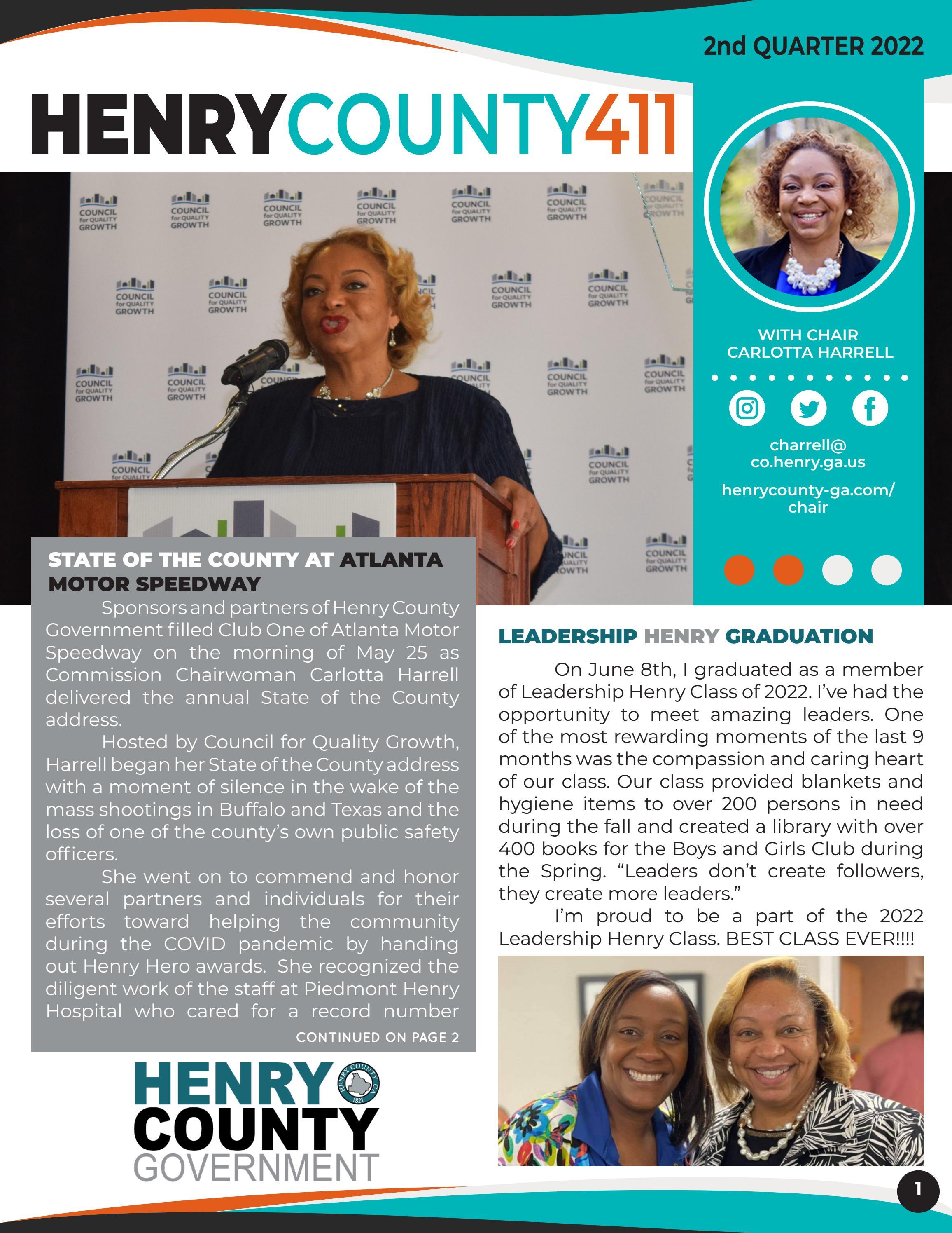 Henry County 411 Newsletter with Chair Carlotta Harrell by Henry County ...