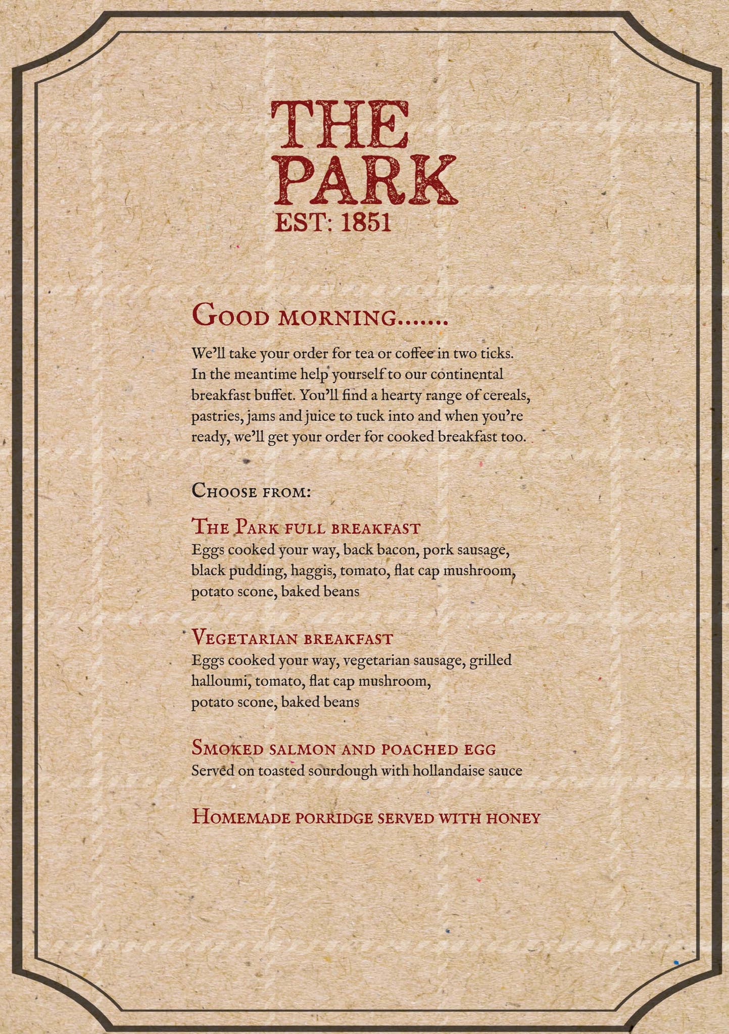 The Park Hotel Breakfast Menu by Peebles Hydro - Issuu