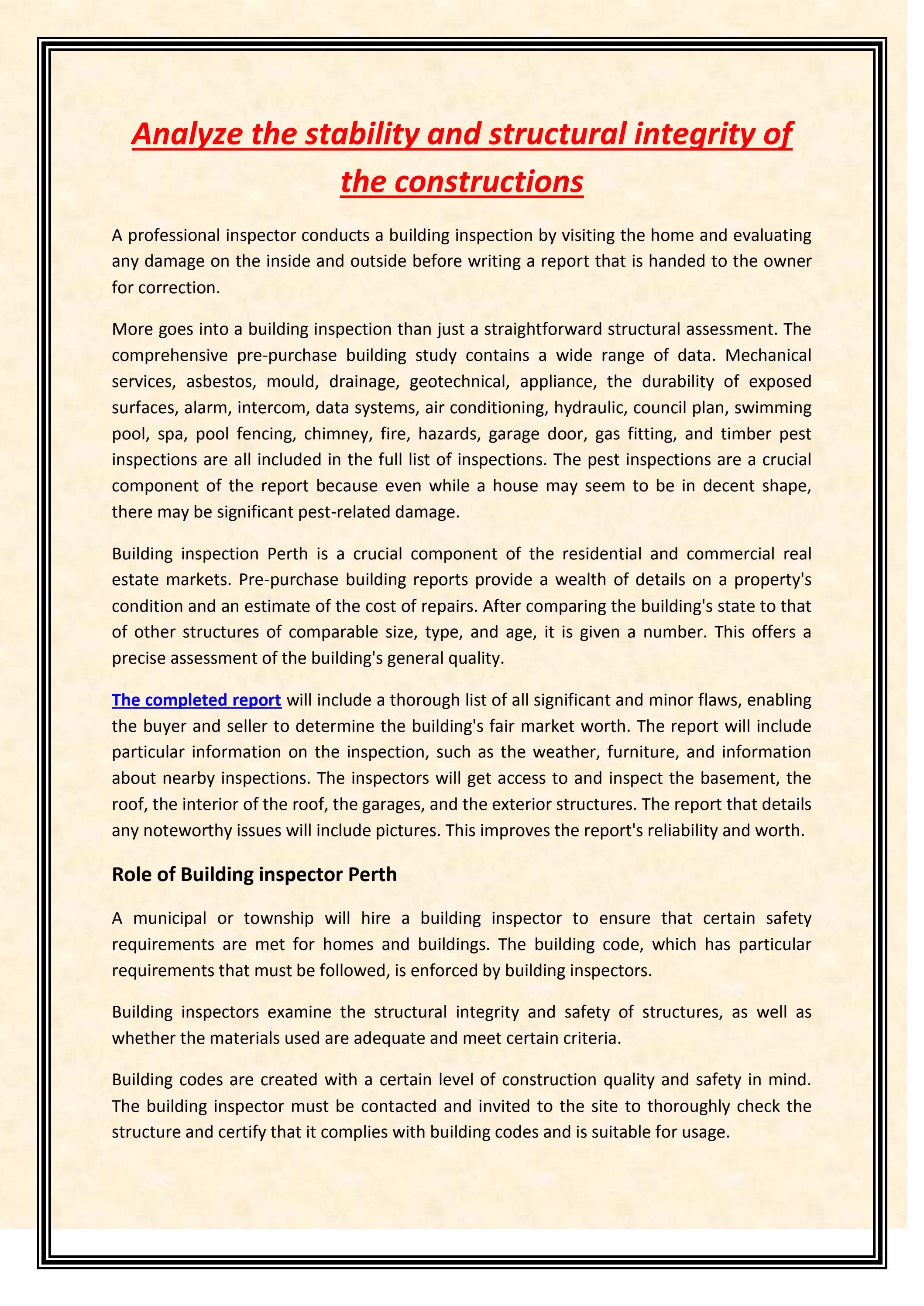 Analyze the stability and structural integrity of the constructions by ...
