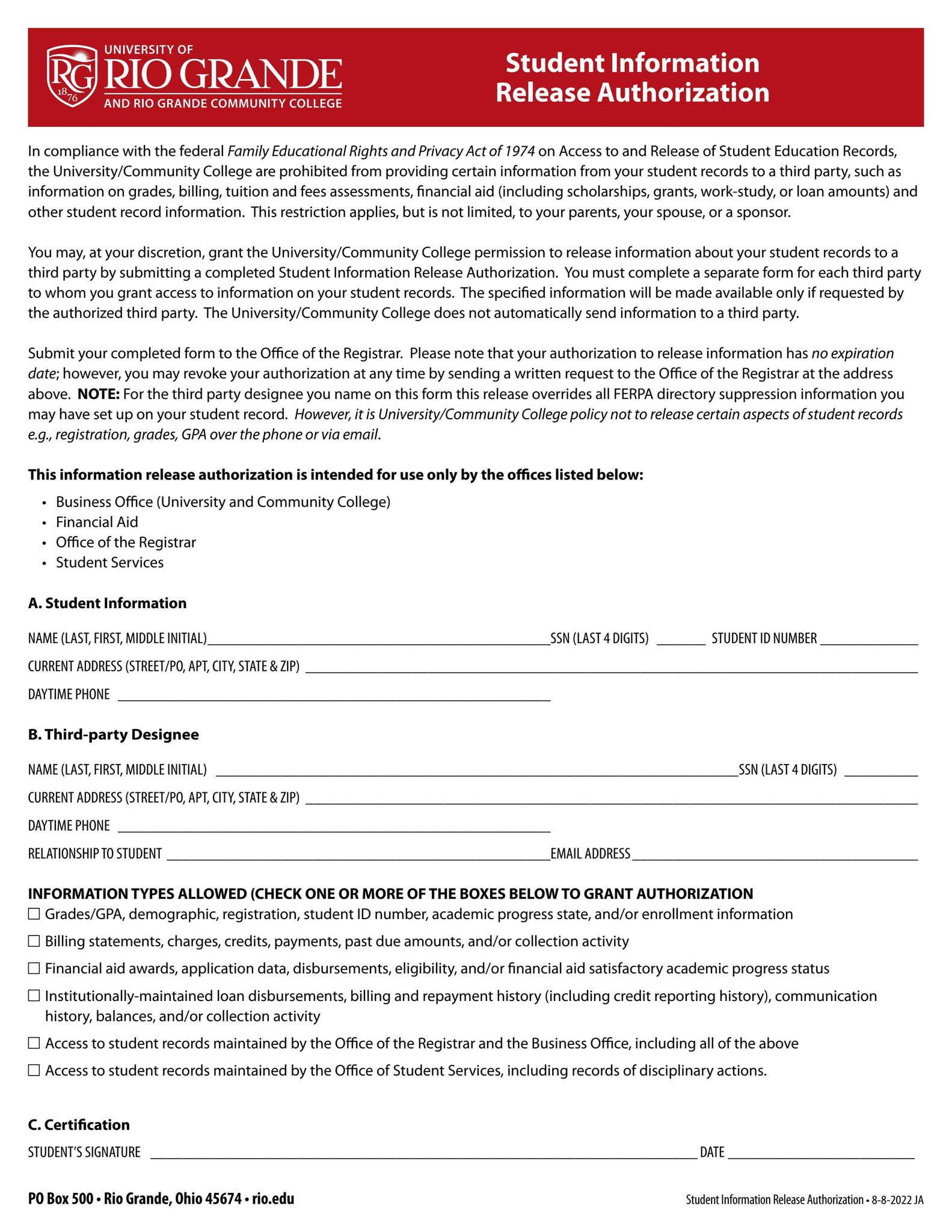 Student Information Release Authorization Form by uriogrande - Issuu