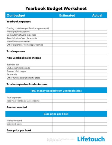 Yearbook Budget Worksheet by Lifetouch - Issuu