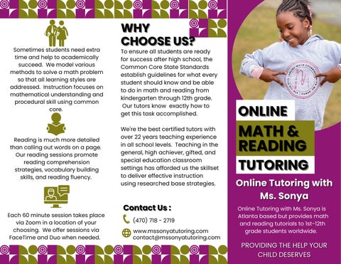 Tutor Brochure by Ms Sonya Tutoring LLC - Issuu