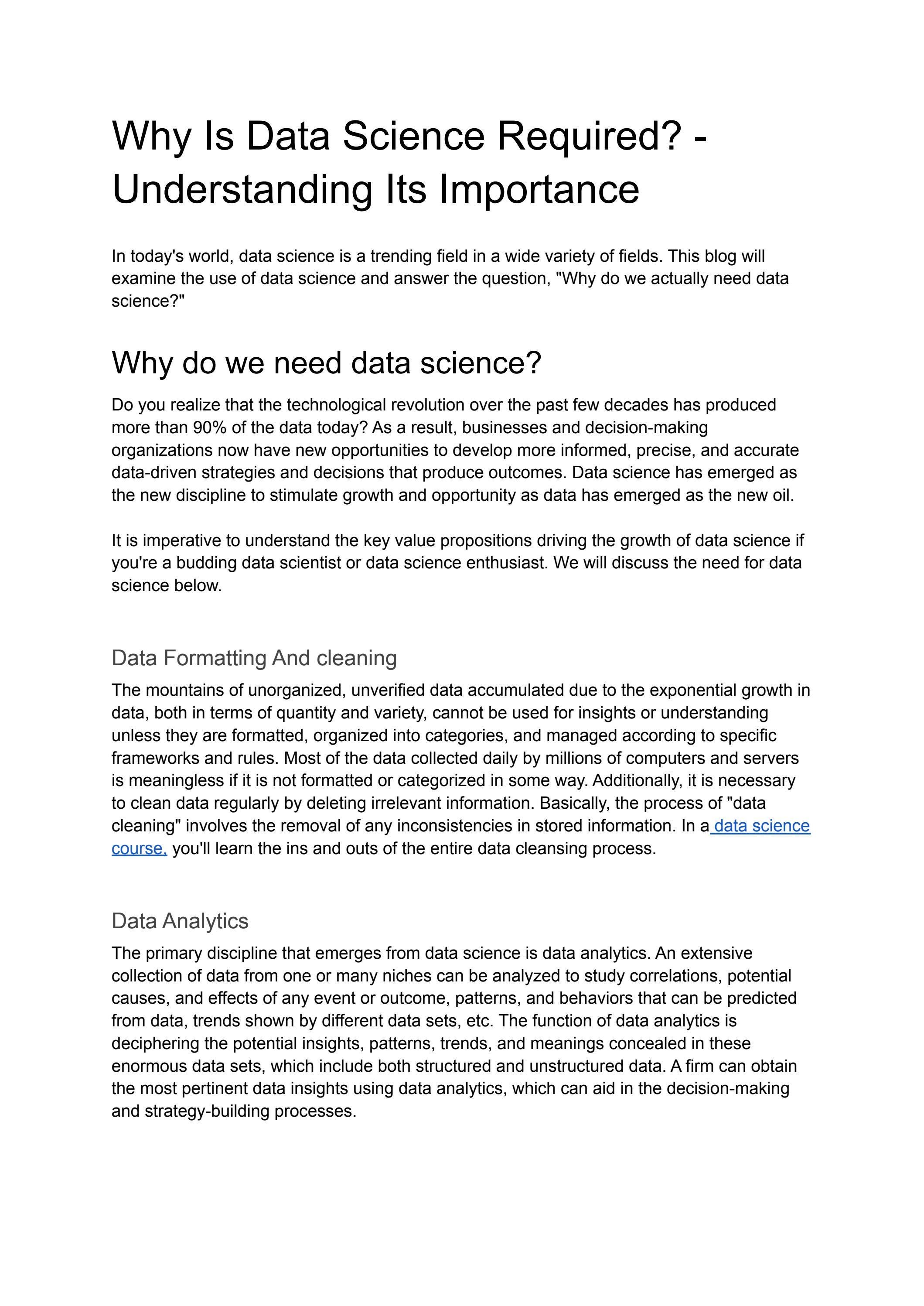 Why Is Data Science Required Understanding Its Importance By Rohit