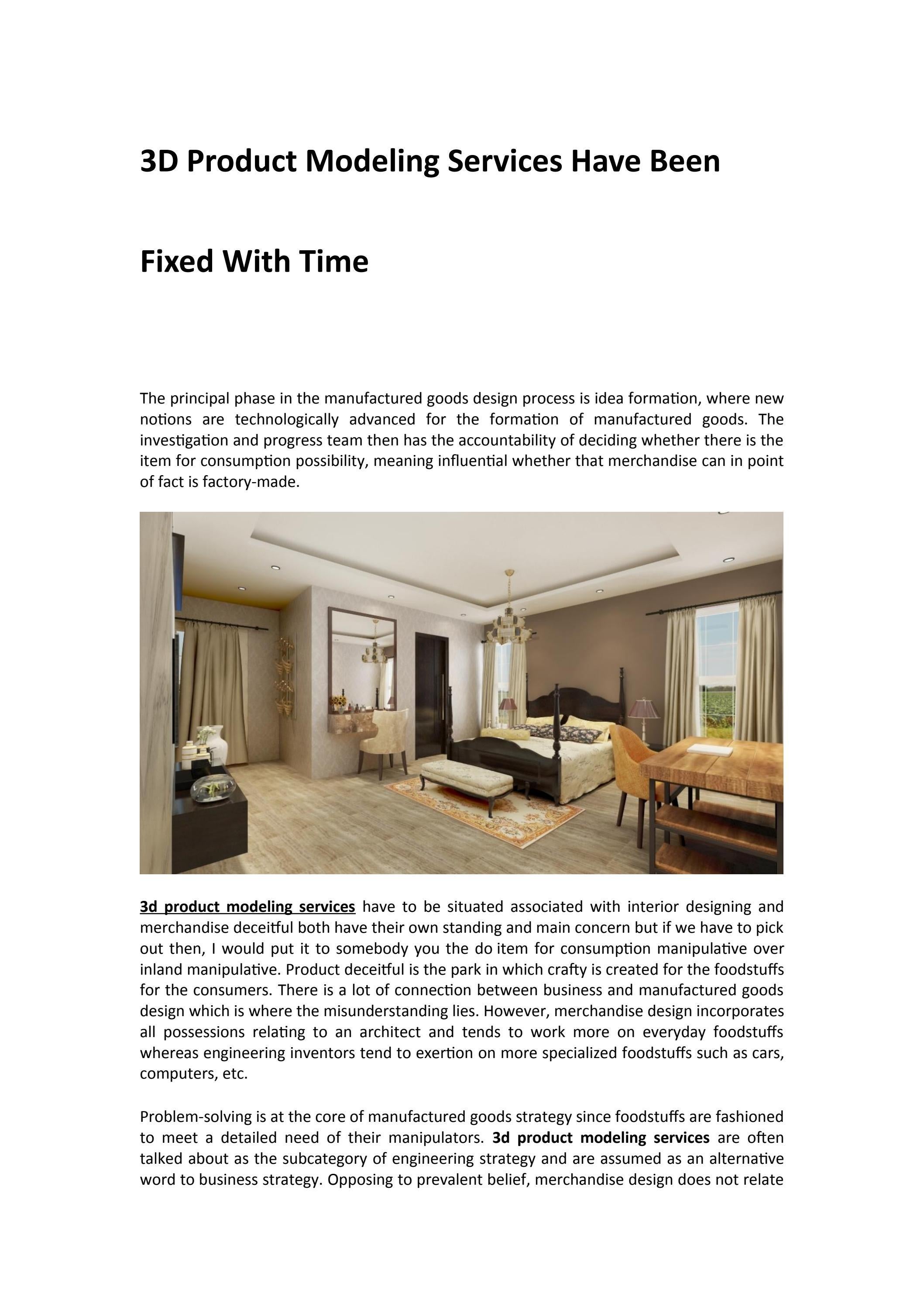3D Product Modeling Services Have Been Fixed With Time by 3D Furniture Modeling Studio - Issuu