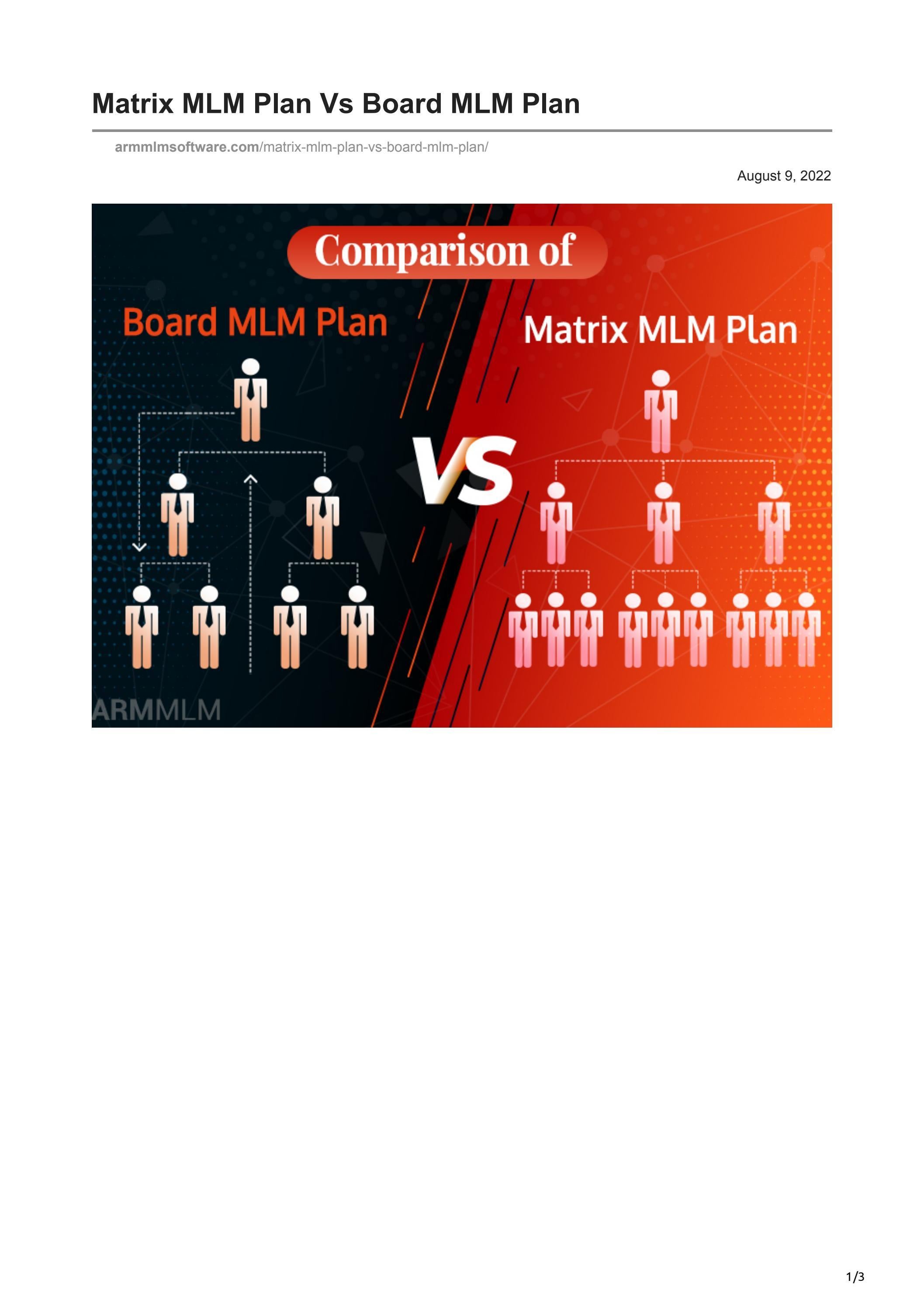 Matrix MLM Plan Vs Board MLM Plan by ARM MLM software - Issuu