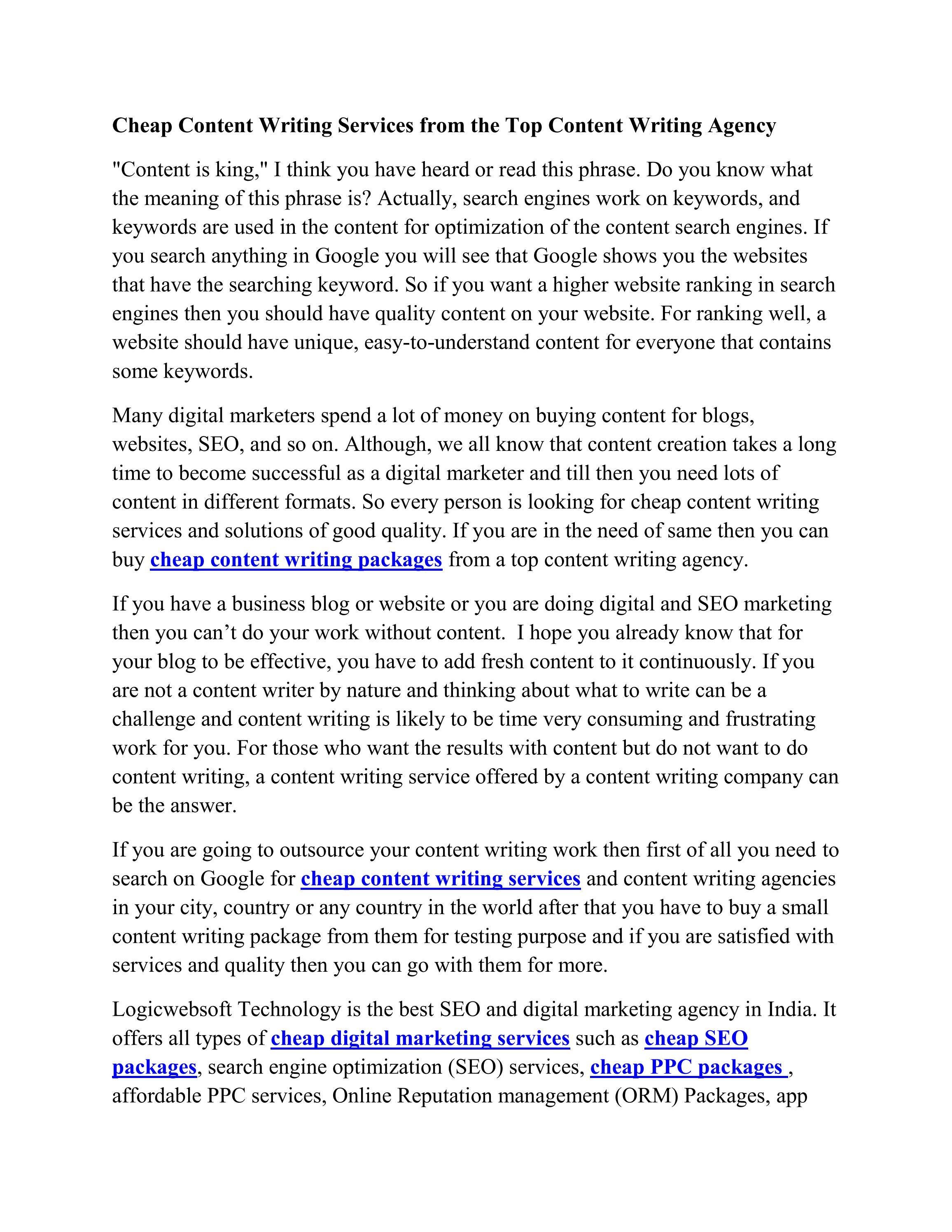 Cheap Content Writing Services from the Top Content Writing Agency by ...