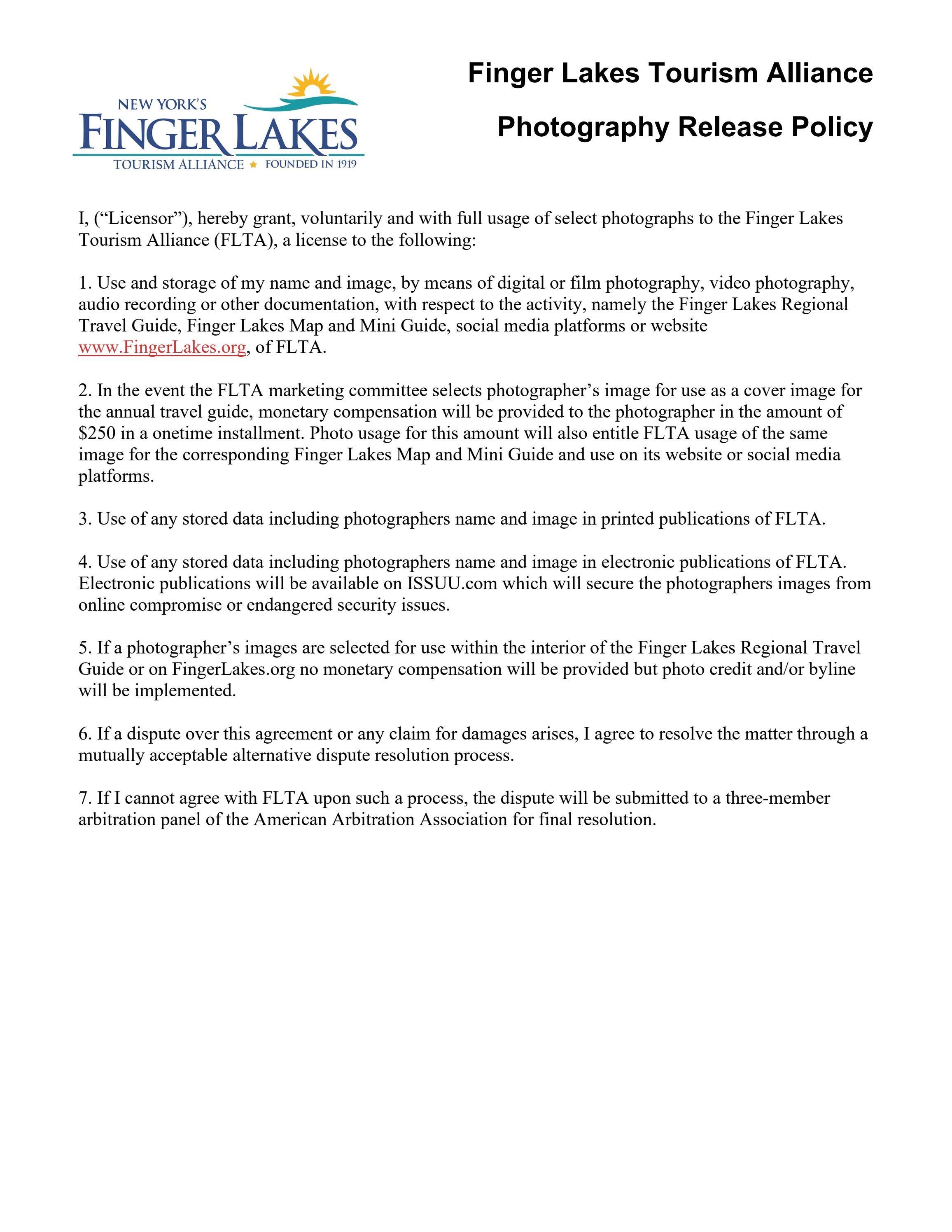 Finger Lakes Tourism Alliance Photo Release Policy by Finger Lakes ...