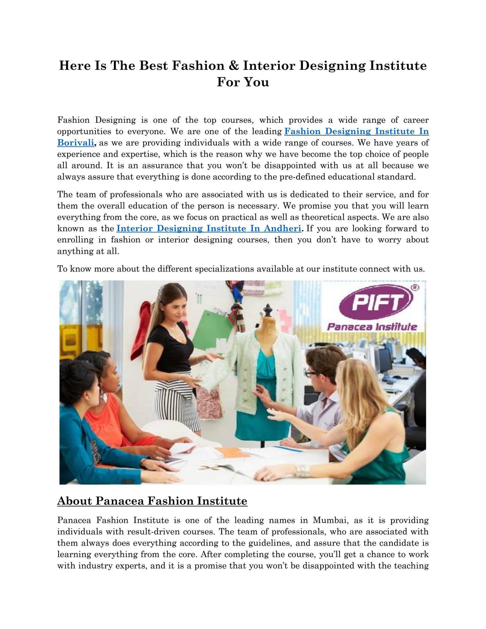 Here Is The Best Fashion & Interior Designing Institute For You by ...