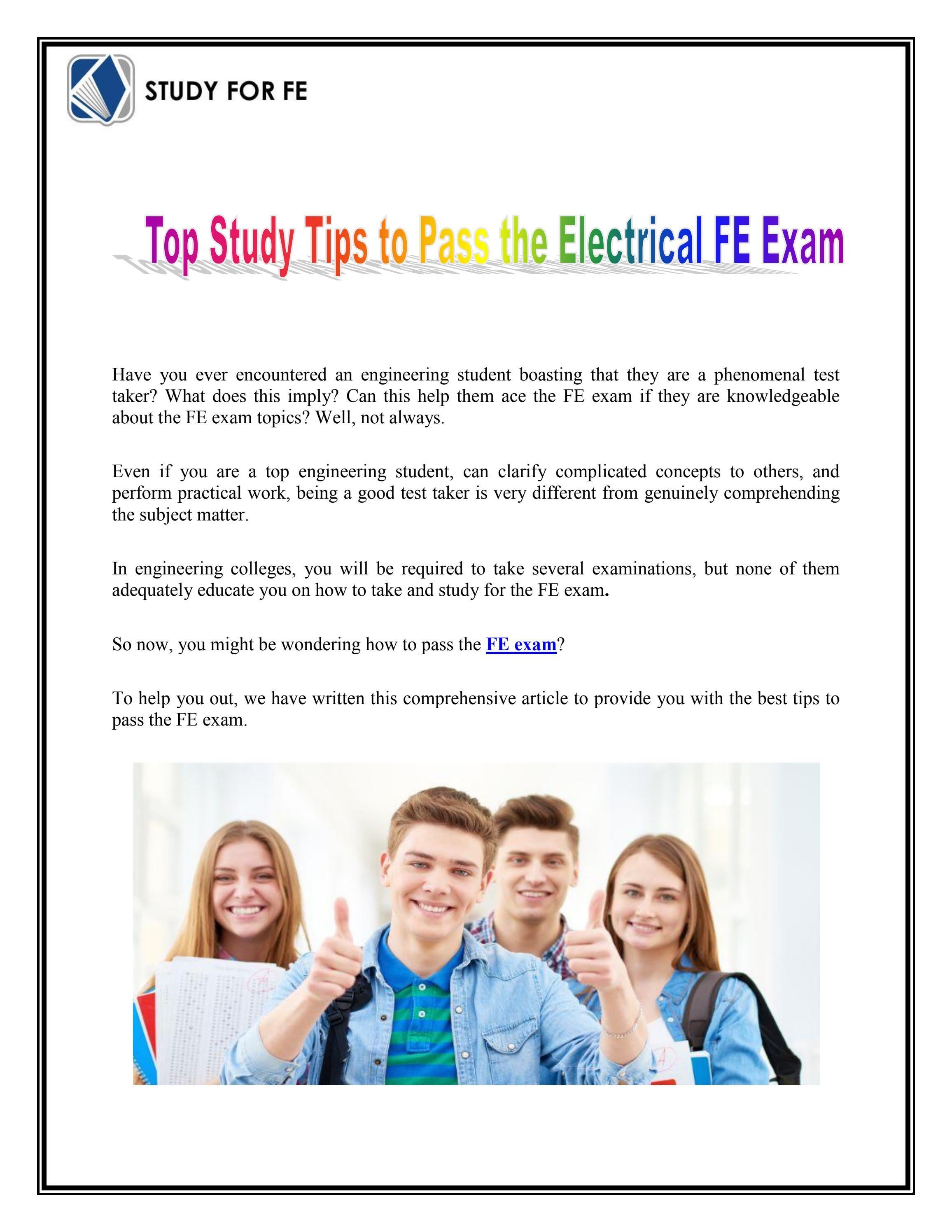 Top Study Tips to Pass the Electrical FE Exam by Wasim Asghar - Issuu