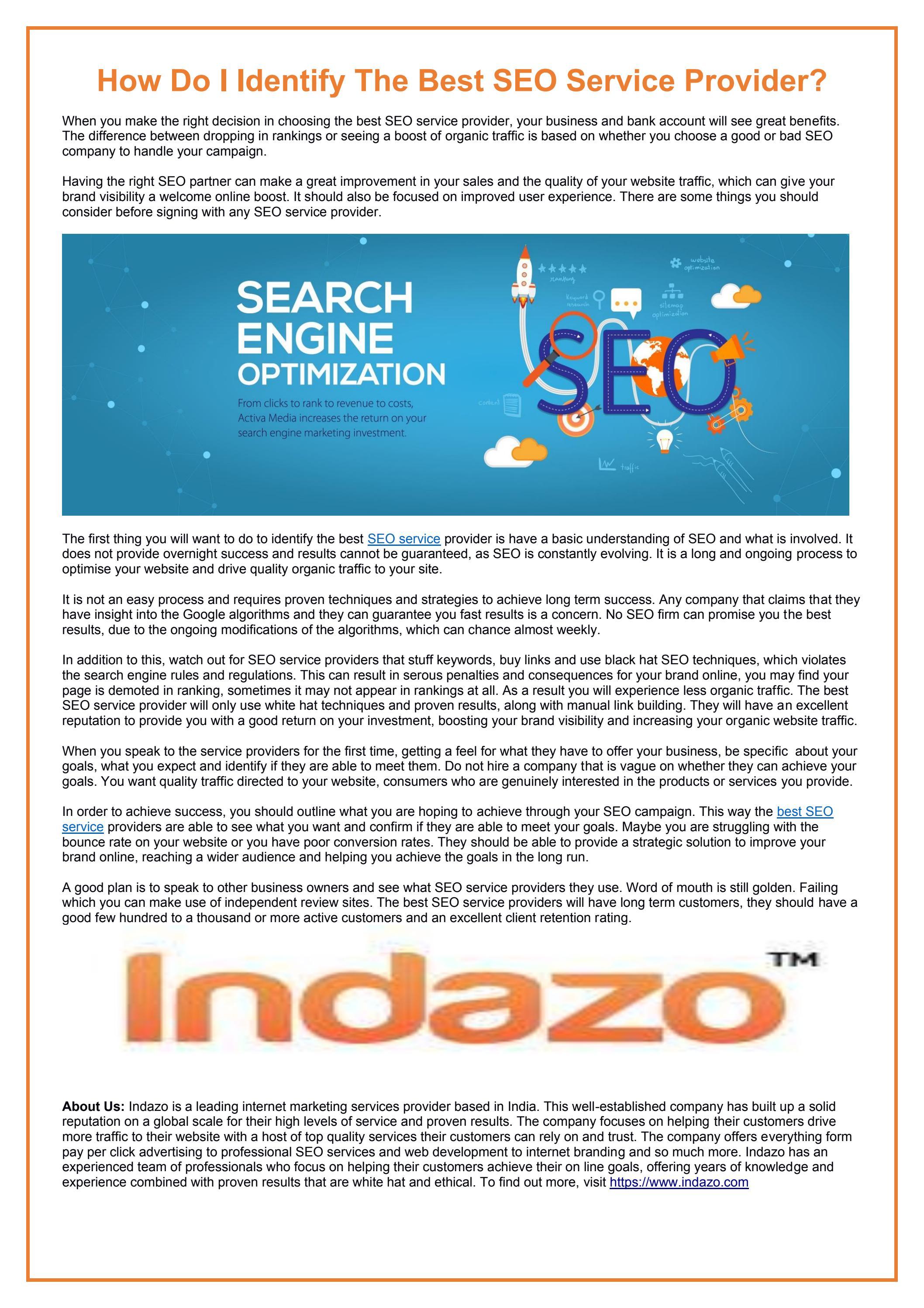 How Do I identify the Best SEO Service Provider? by Indazo - Issuu