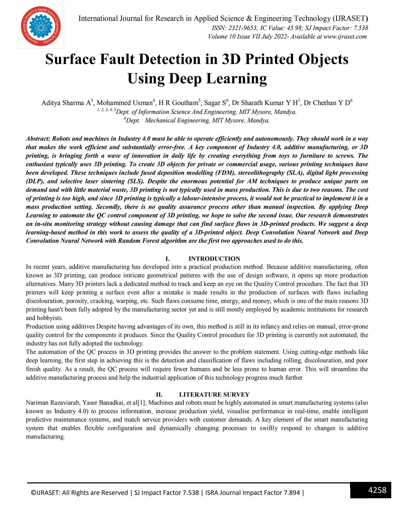 Surface Fault Detection in 3D Printed Objects Using Deep Learning by ...