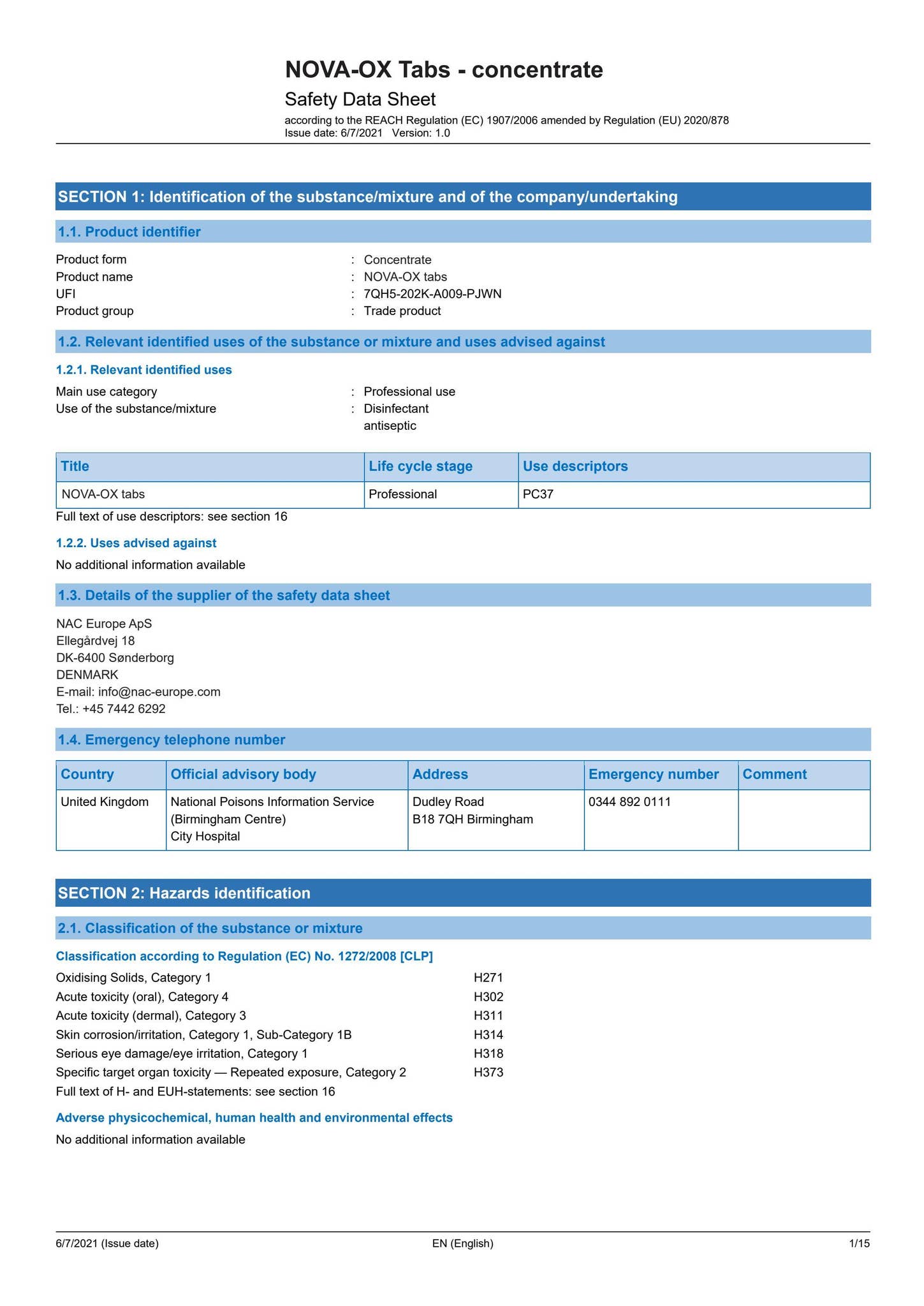 NOVA-OX SDS concentrate - UK by NAC Europe - Issuu