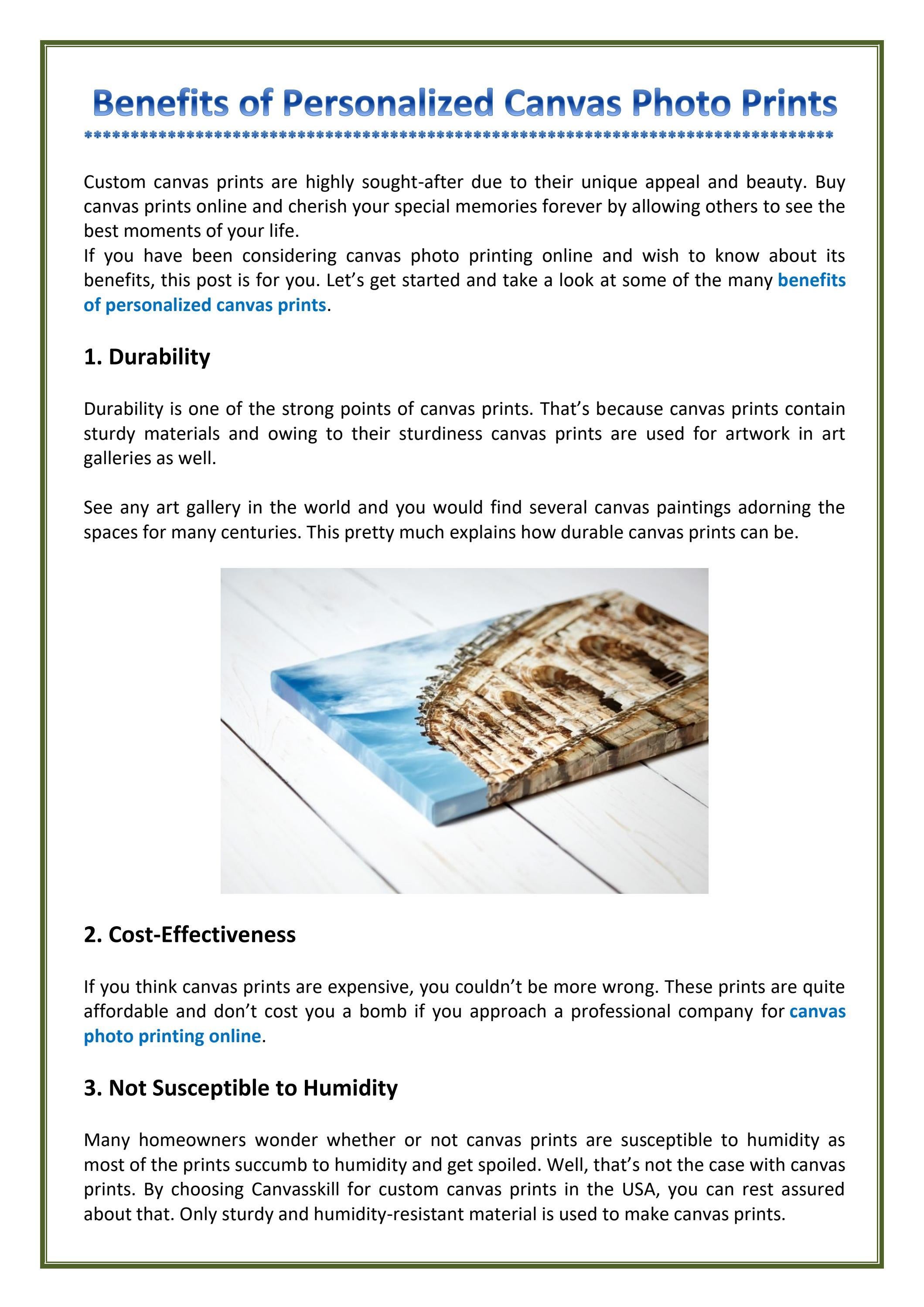 Benefits Of Personalized Canvas Photo Prints By Canvasskill Issuu